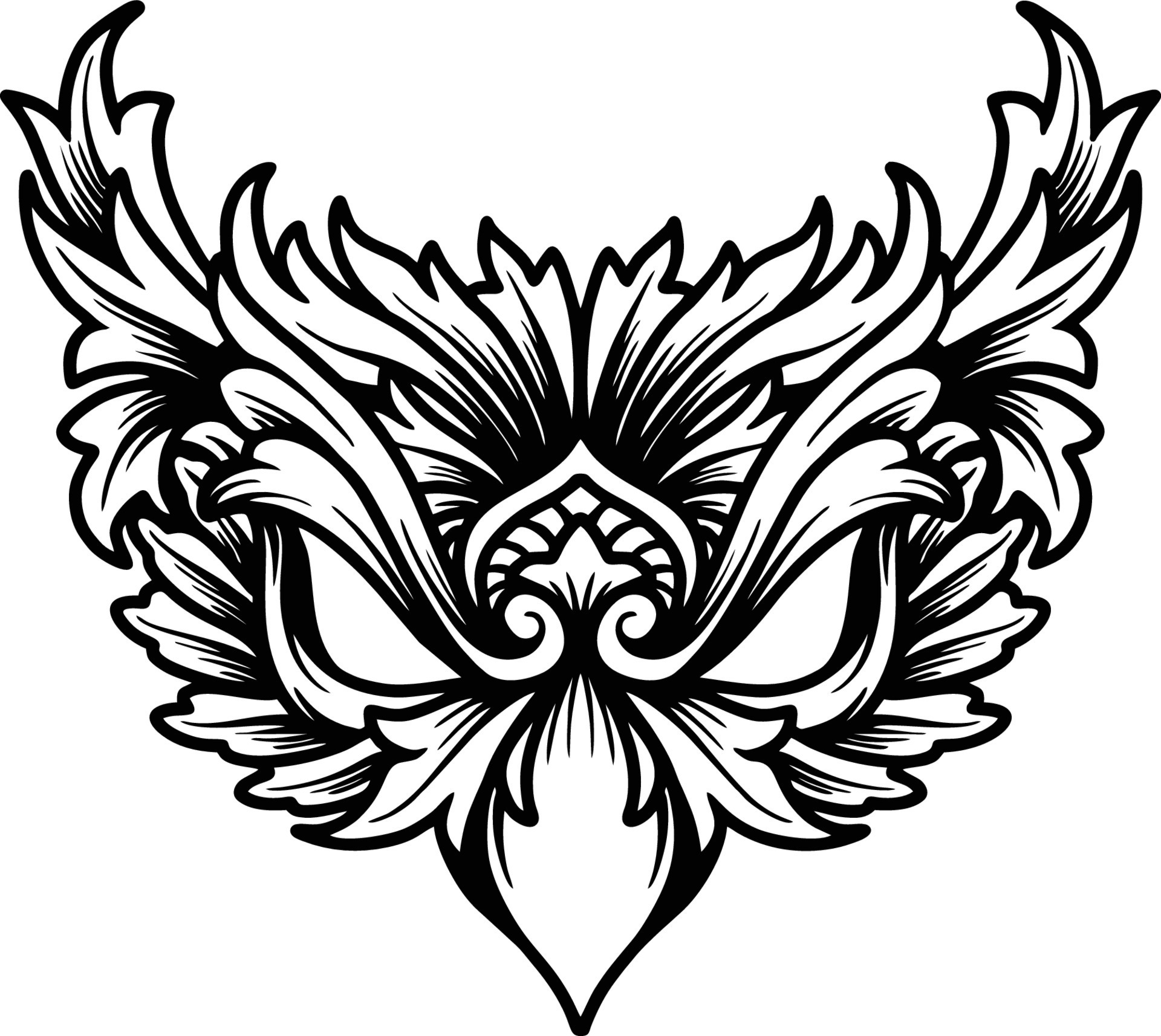 Owl Mask Ornament Monochrome 13547577 Vector Art at Vecteezy