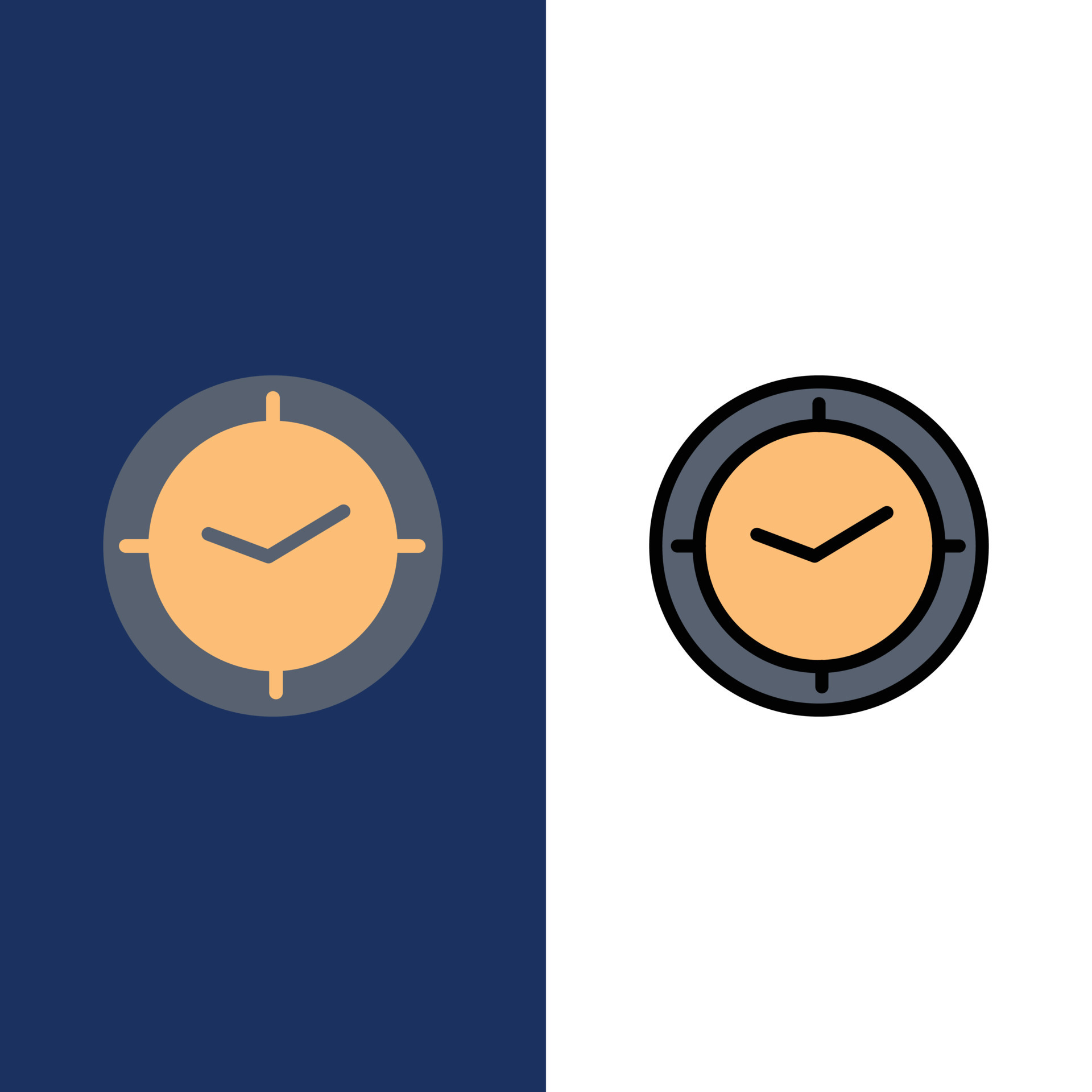 Watch Time Timer Clock Icons Flat And Line Filled Icon Set Vector Blue Background 13547990