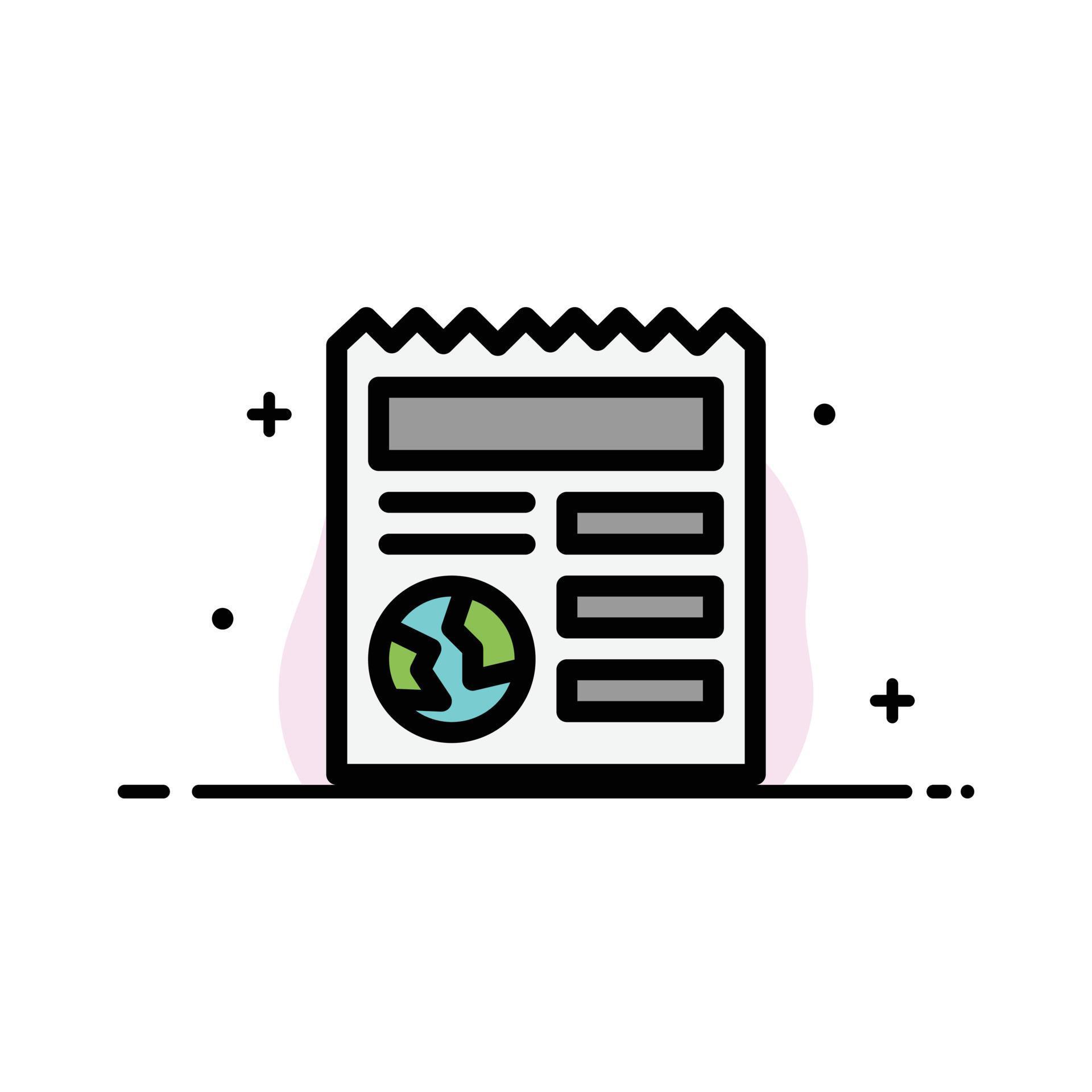 Basic Document Globe Ui Business Flat Line Filled Icon Vector Banner
