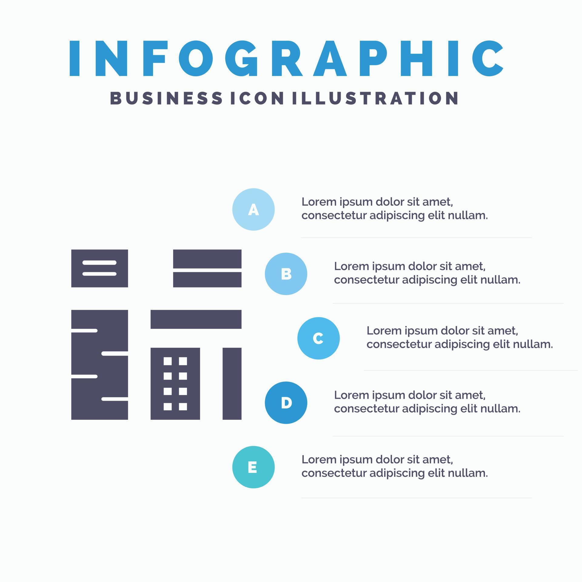 Advertising Content Feature Native Premium Solid Icon Infographics 5 Steps Presentation