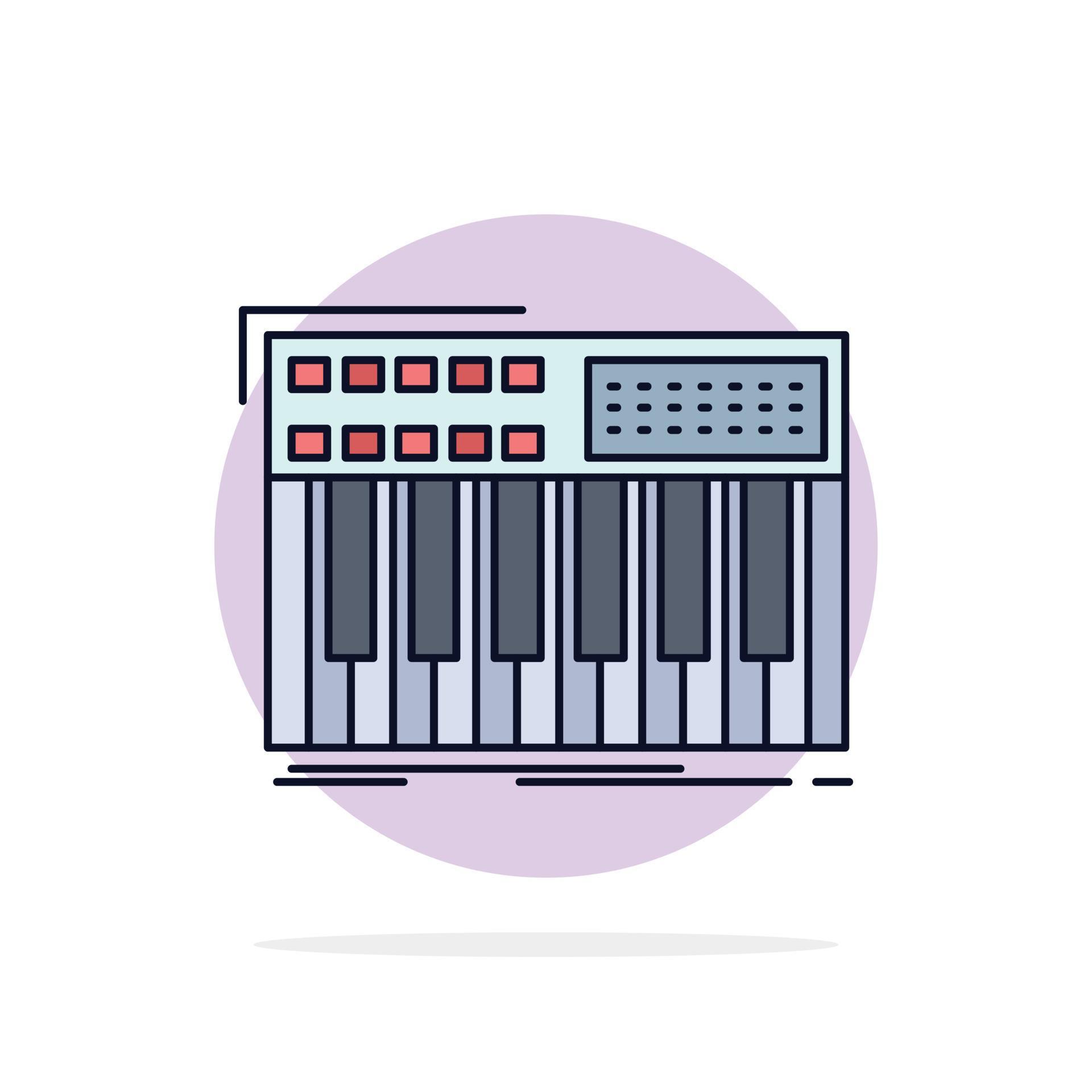 Synth Keyboard Midi Synthesiser Synthesizer Flat Color Icon Vector 13552326 Vector Art At Vecteezy