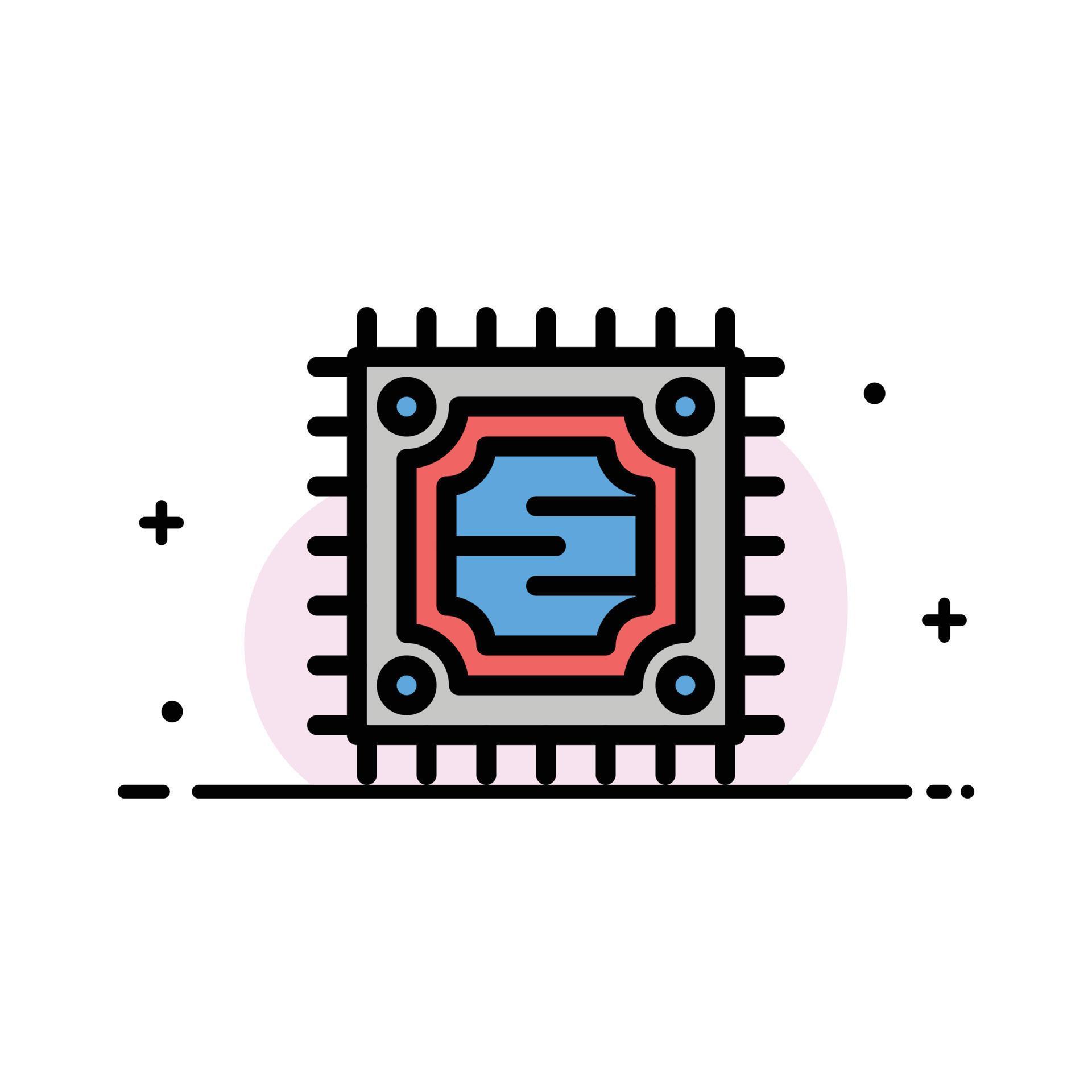 Cpu Microchip Processor Business Flat Line Filled Icon Vector Banner Template 13552672 Vector ...