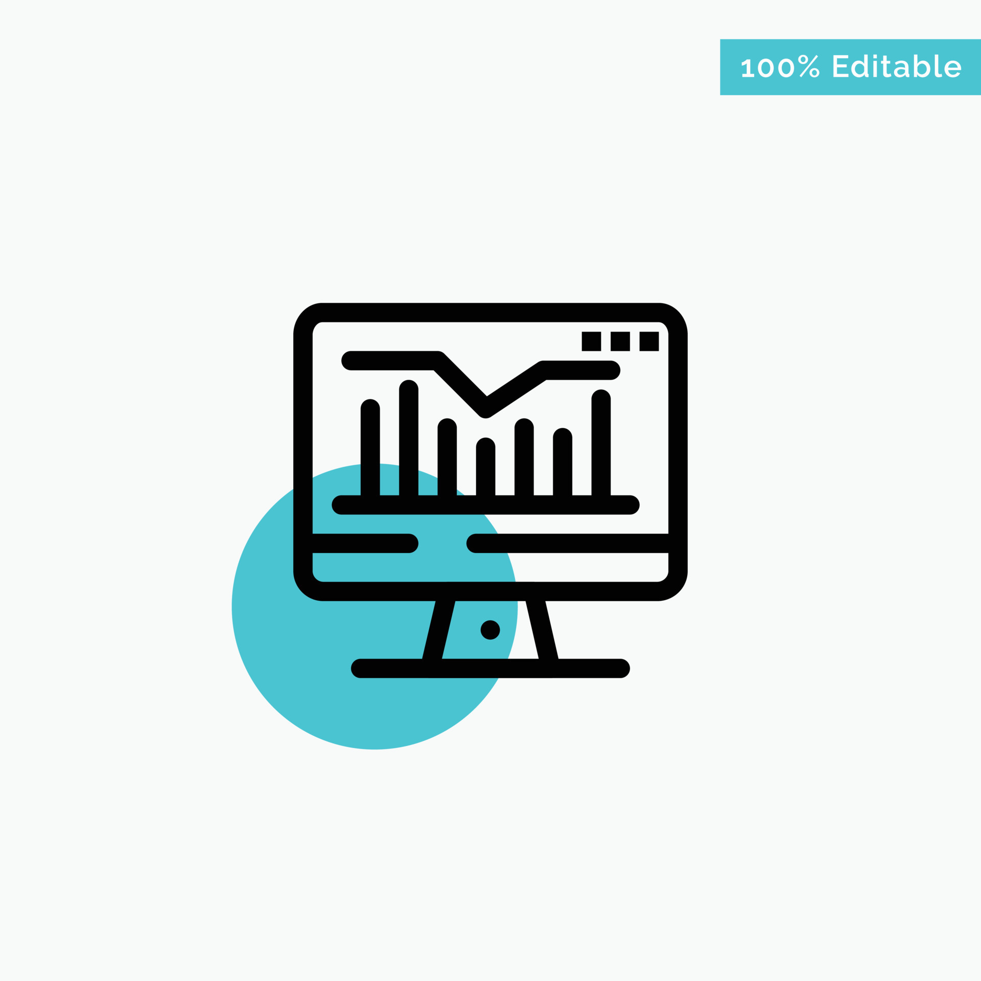 Computer Static Graph Monitor turquoise highlight circle point Vector ...