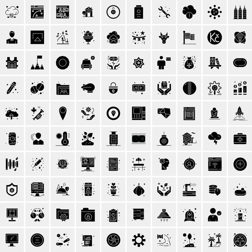 100 Business Icon Solid Glyph Vector Illustration 13552972 Vector Art ...