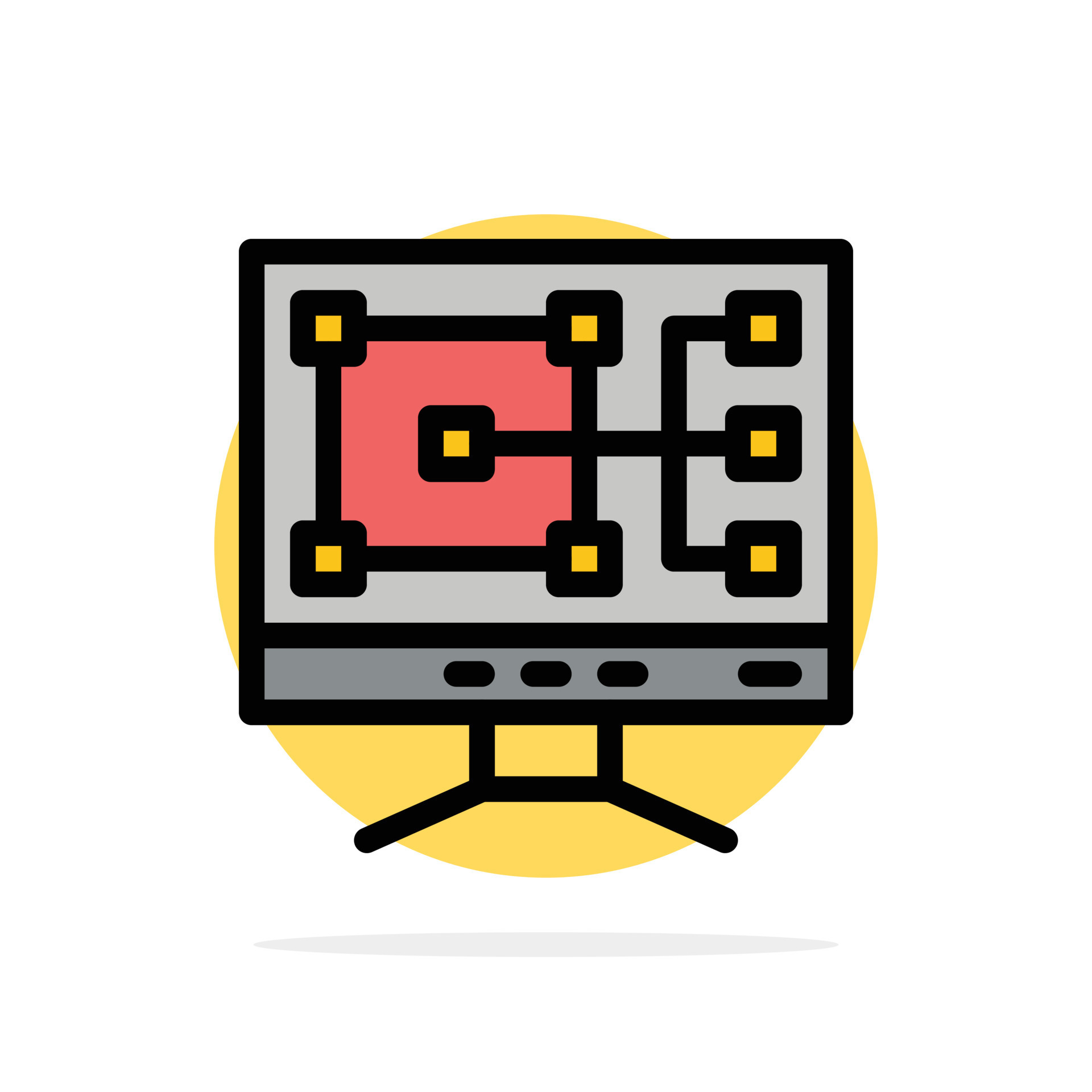 Computer Construction Repair Abstract Circle Background Flat Color Icon