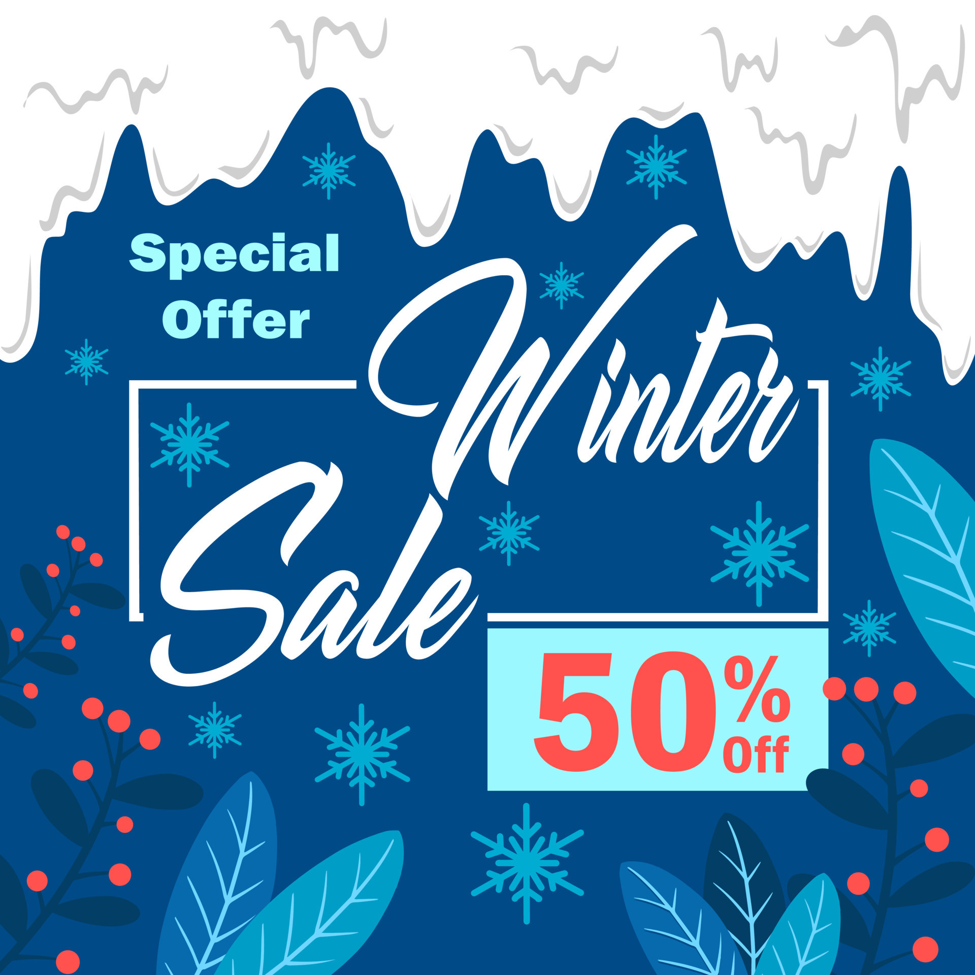 Winter Sale Promotion Banner, Winter Special Offers Square Banner ...