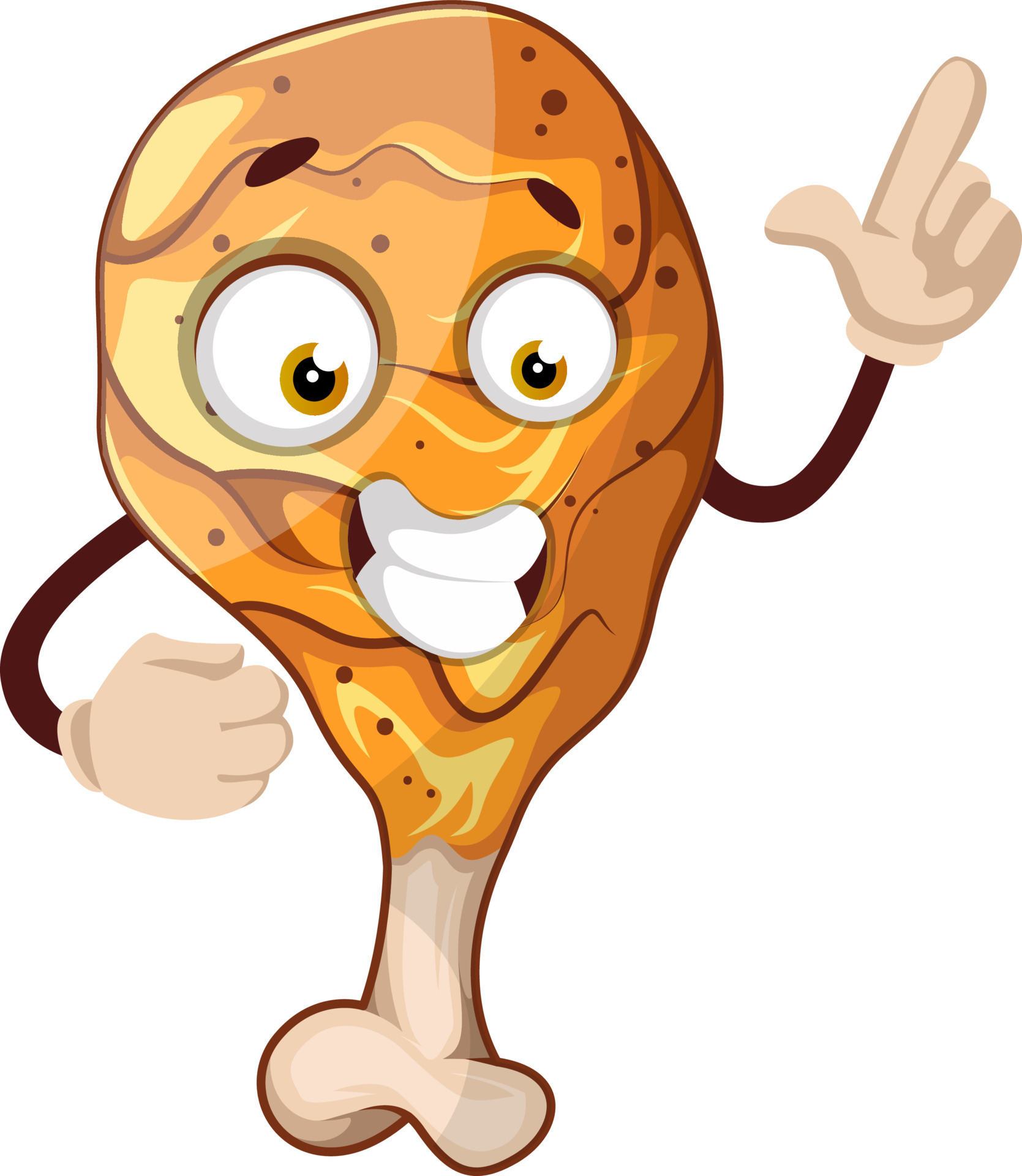 Funny, cheerful, fried chicken leg, illustration, vector on white ... Funny, cheerful, fried chicken leg, illustration, vector on white ...