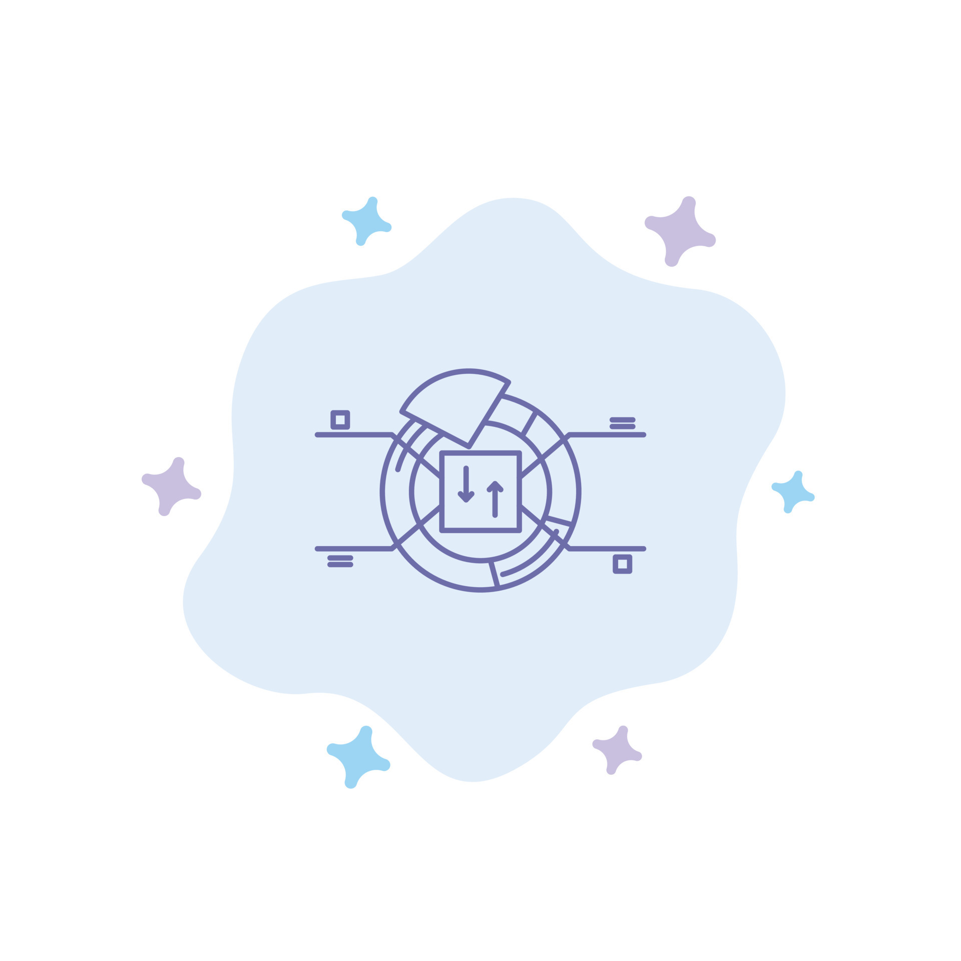 Pie Chart Report Percentage Blue Icon On Abstract Cloud Background
