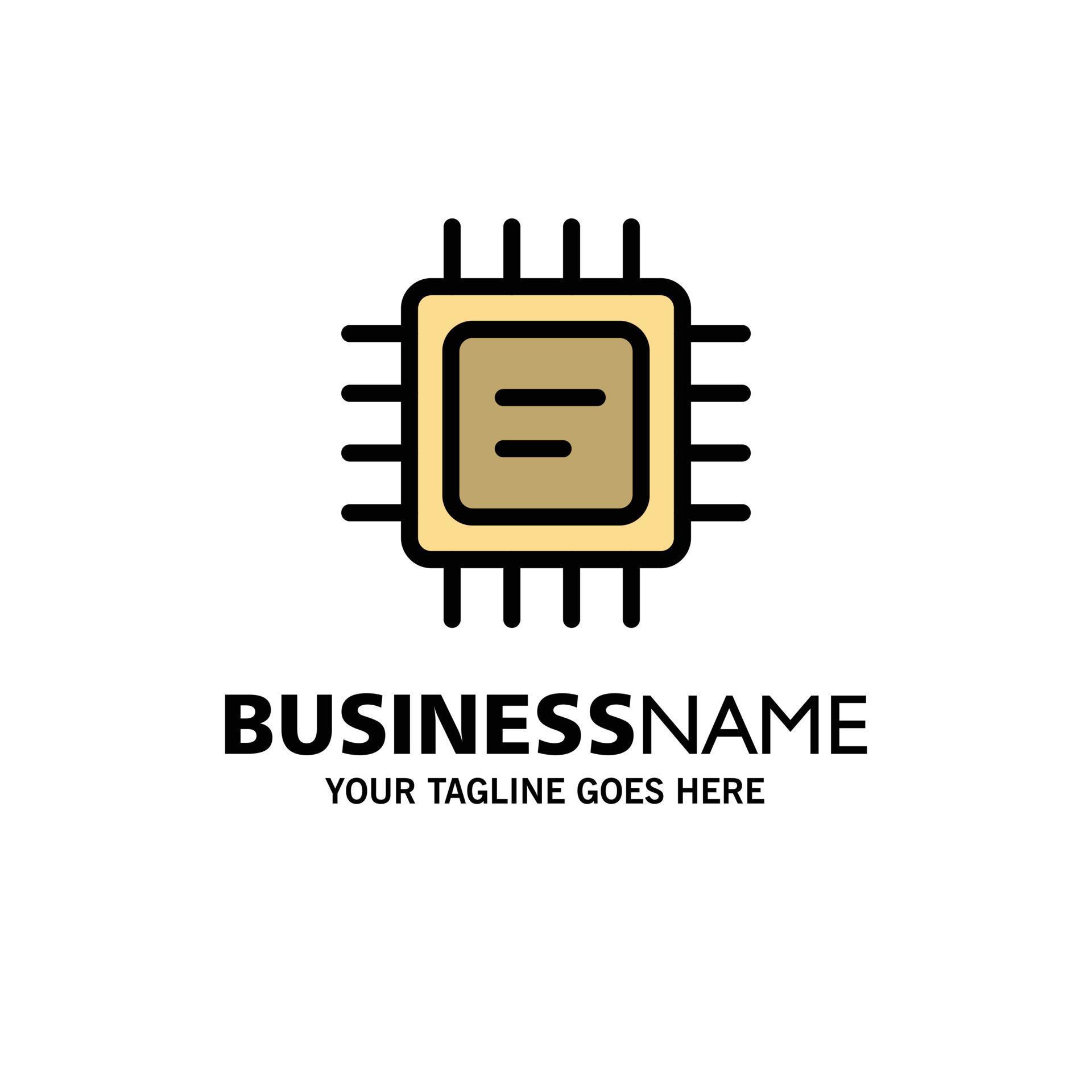 Cpu Microchip Processor Business Logo Template Flat Color 13558750 Vector Art At Vecteezy