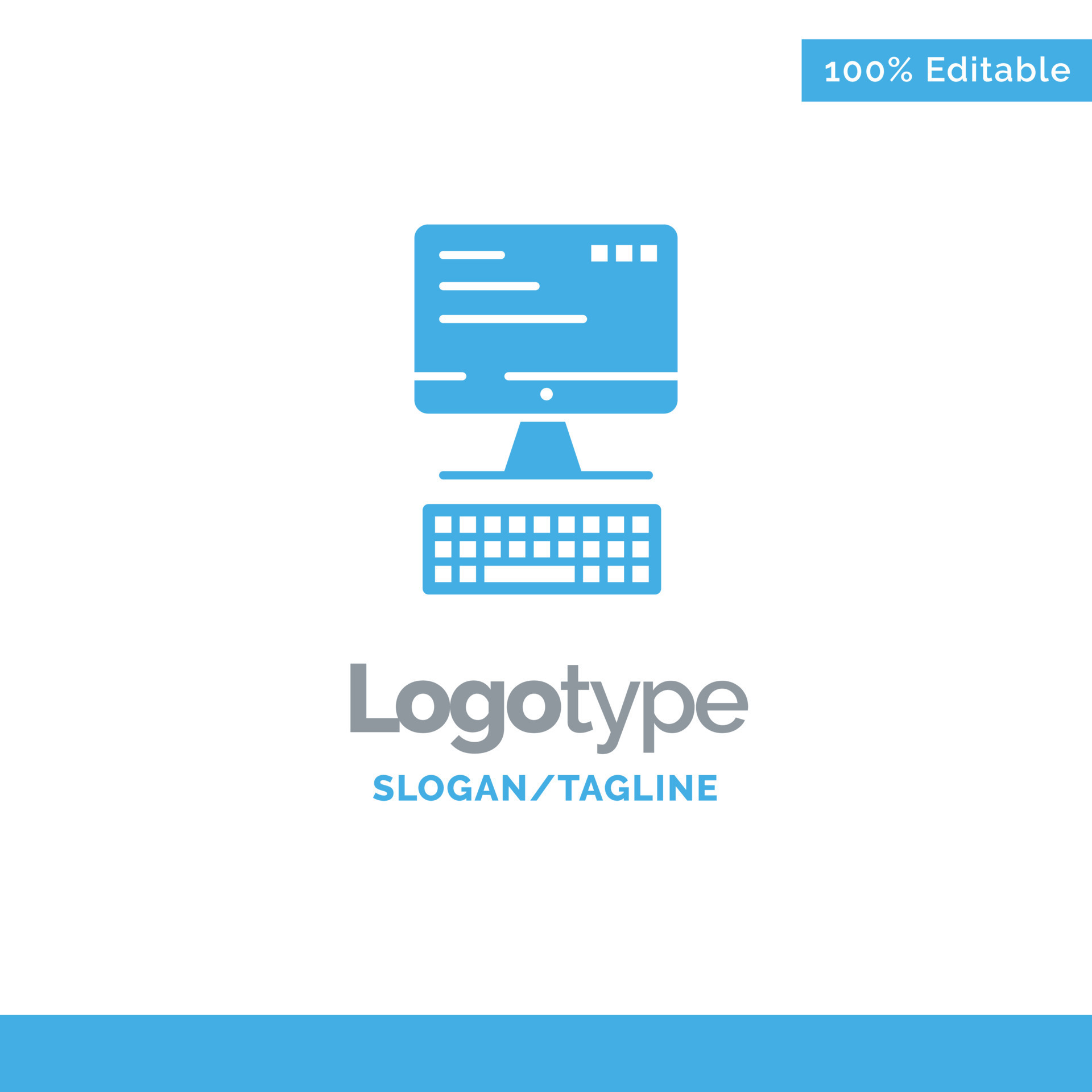 Computer Keyboard Monitor Computing Blue Business Logo Template 13558755 Vector Art At Vecteezy
