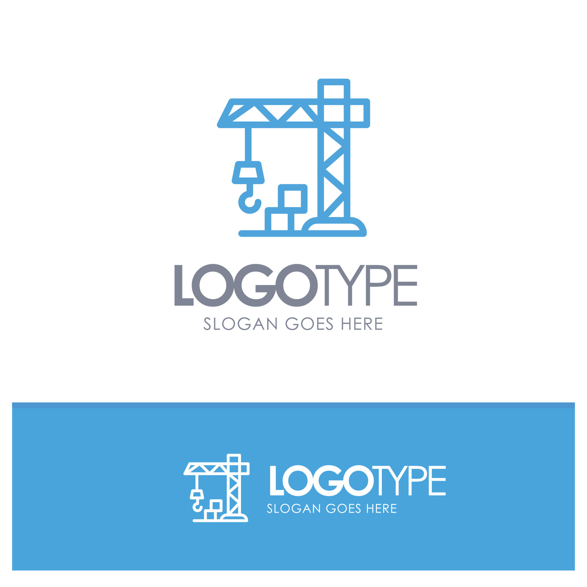 Architecture Construction Crane Blue Outline Logo With Place For Tagline 13558790 Vector Art At
