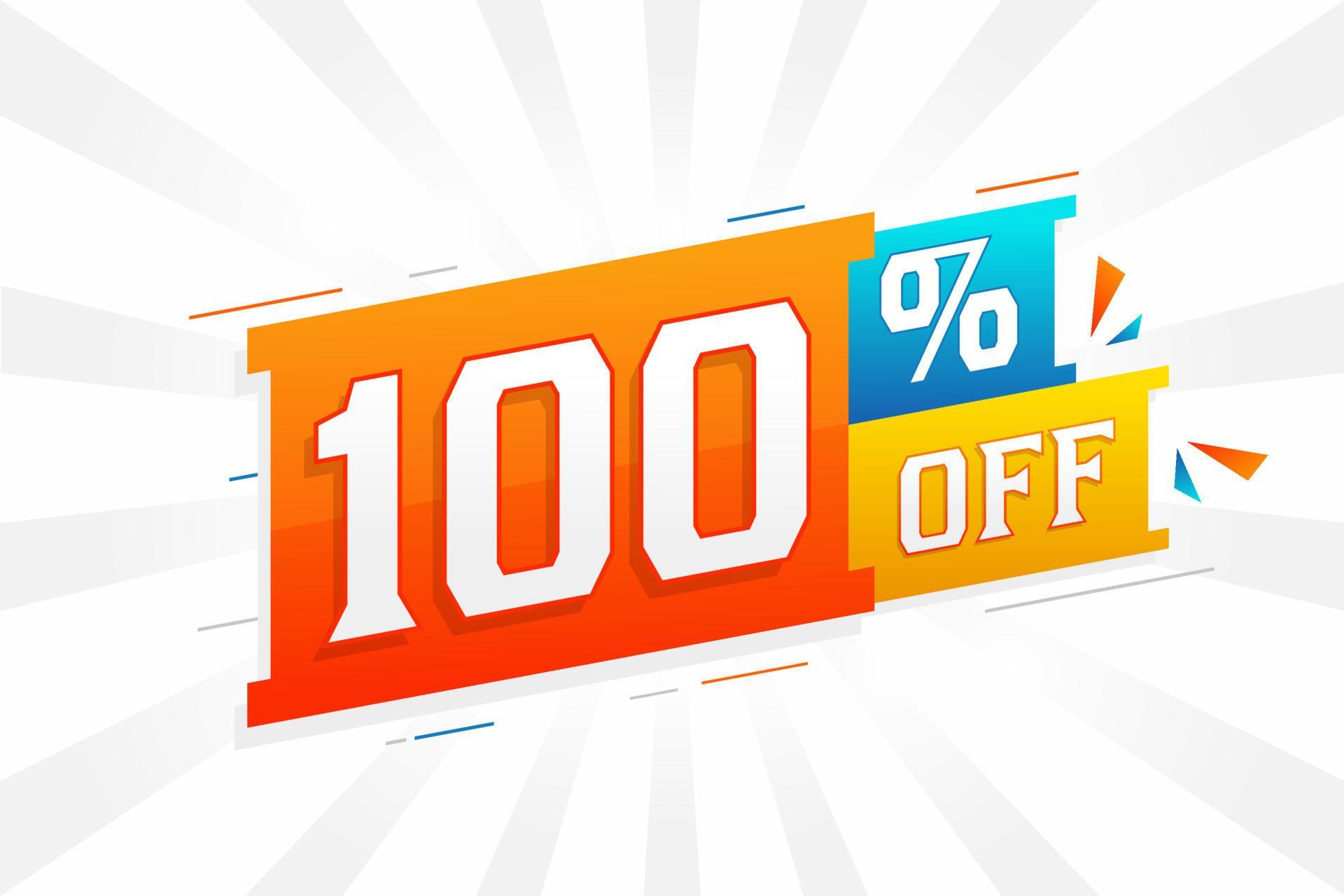 100 Percent off 3D Special promotional campaign design. 100 of 3D Discount Offer for Sale and ...