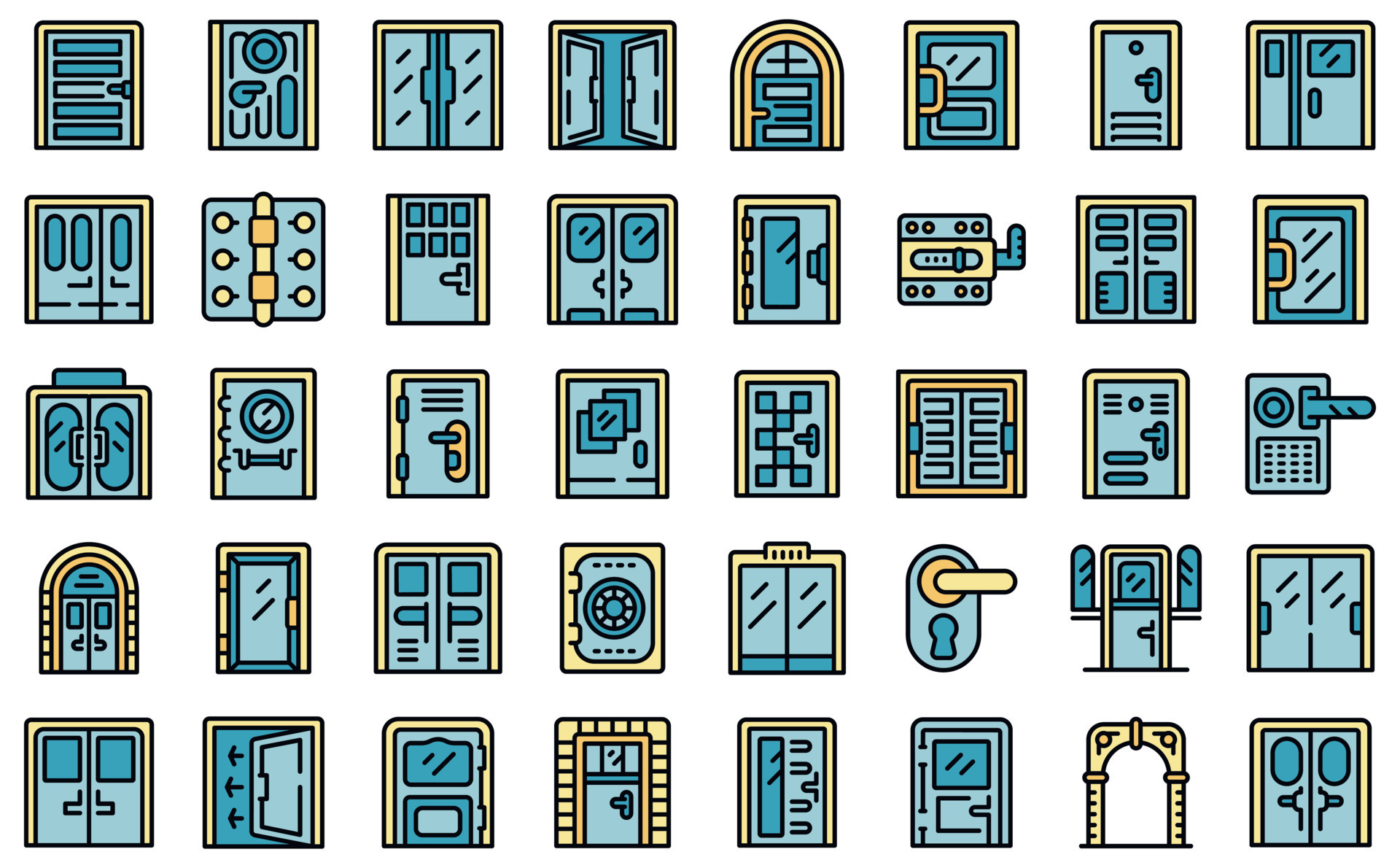 Door icons set vector flat 13563414 Vector Art at Vecteezy Door icons set vector flat 13563414 Vector Art at Vecteezy