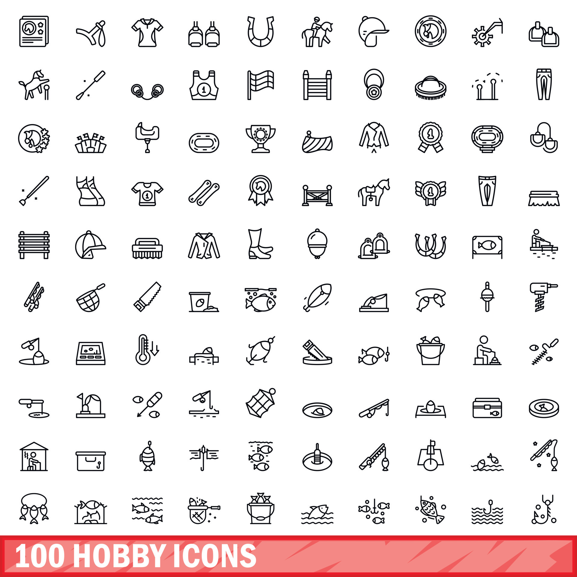 100 hobby icons set, outline style 13563439 Vector Art at Vecteezy 100 hobby icons set, outline style 13563439 Vector Art at Vecteezy