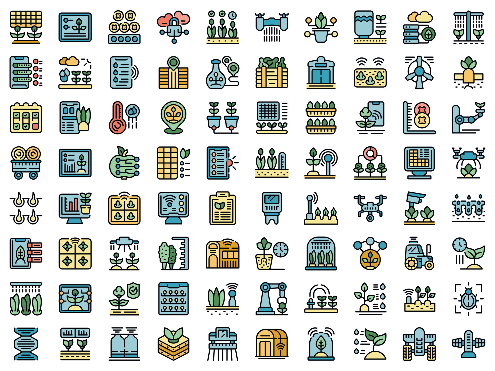 Automated Farming Icons Set Vector Flat 13563561 Vector Art At Vecteezy