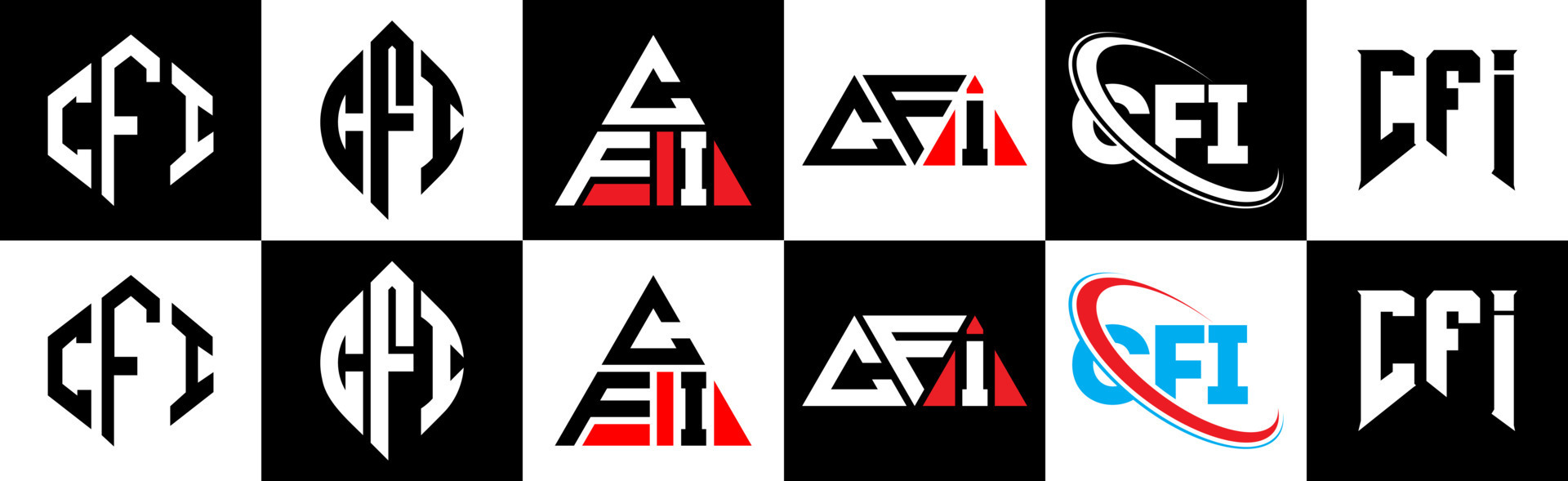 Cfi Letter Logo Design In Six Style Cfi Polygon Circle Triangle Hexagon Flat And Simple