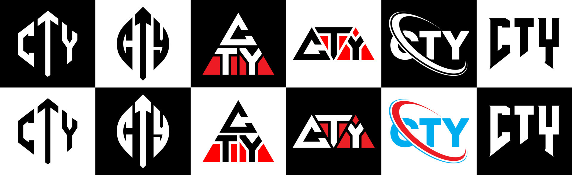 Cty Letter Logo Design In Six Style Cty Polygon Circle Triangle