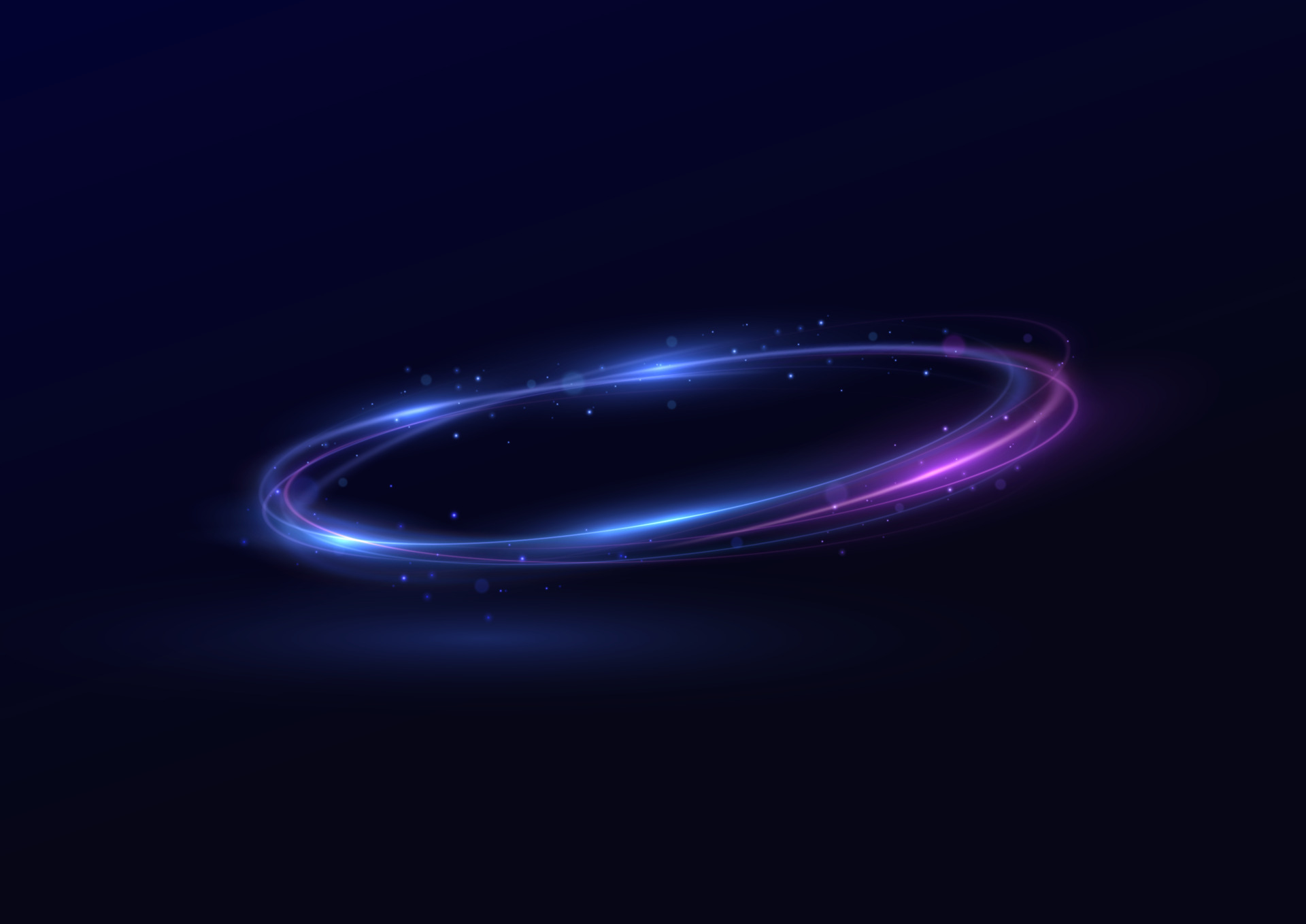 Neon Swirl Curve Blue Line Light Effect Abstract Ring Background With