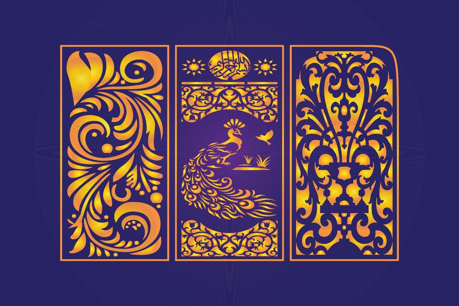 Islamic Decorative Laser Cut Panels Template With Abstract Geometric Texture And Floral Laser