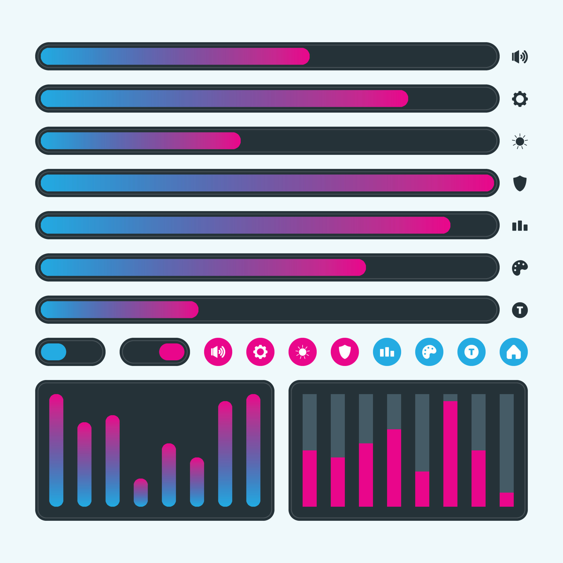 Gradient Slider Colored Ui Kit Collection 13569366 Vector Art At Vecteezy