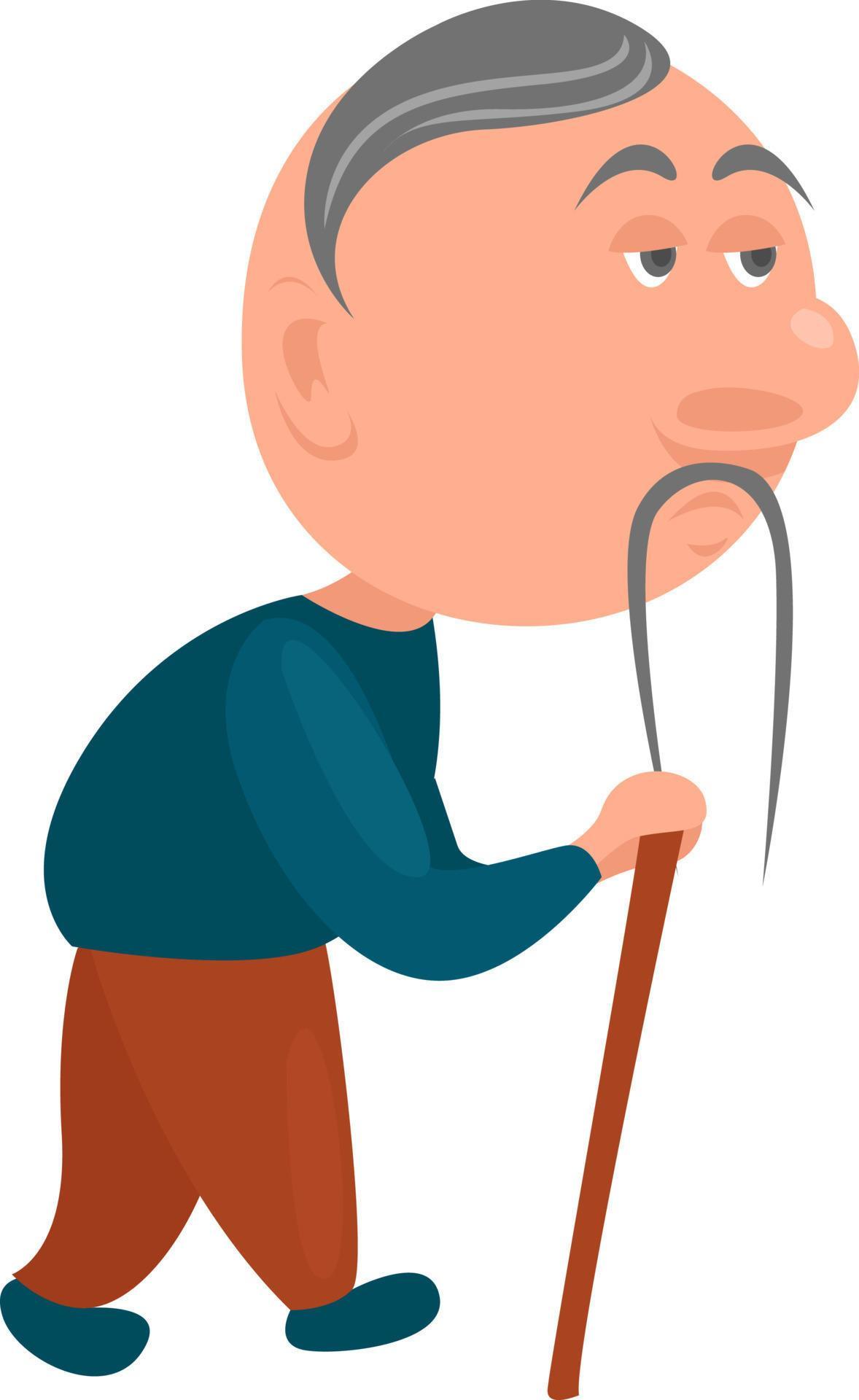 Old man with a walking stick ,illustration,vector on white background 13571199 Vector Art at ...