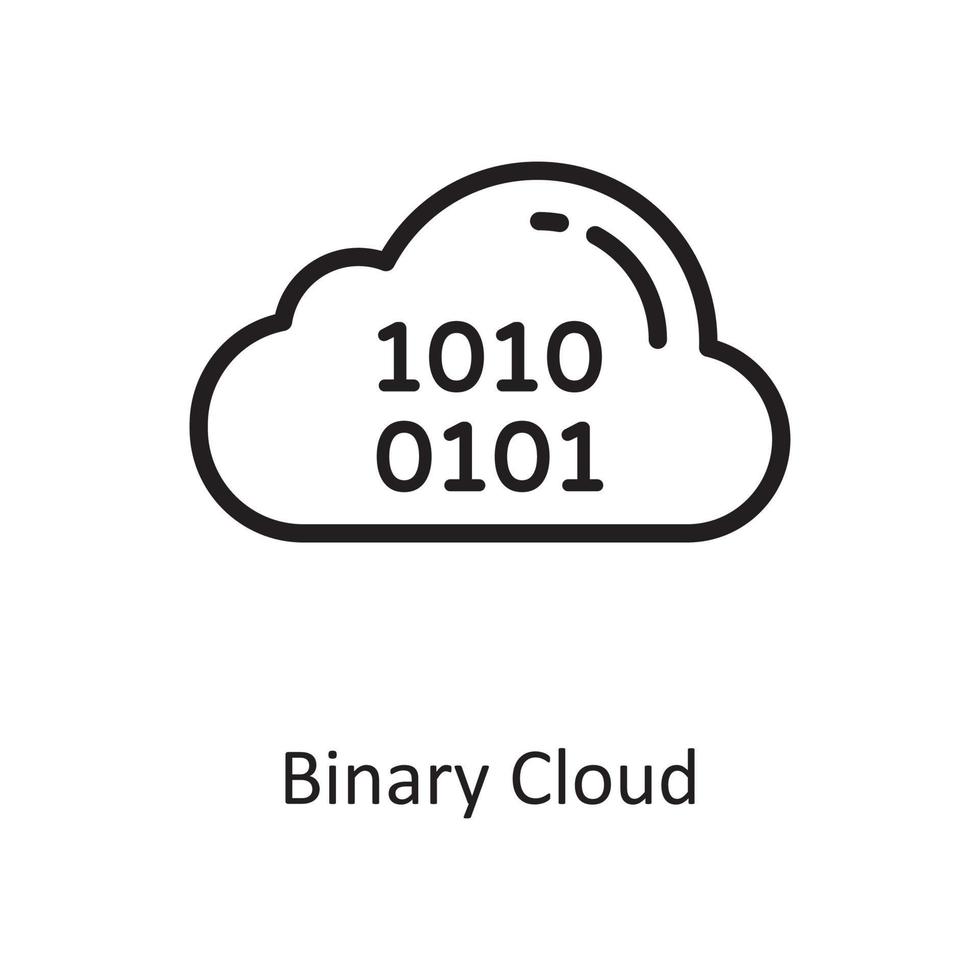 Binary Cloud Vector Outline Icon Design Illustration Cloud Computing