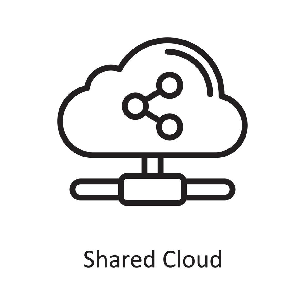 Shared Cloud Vector Outline Icon Design Illustration Cloud Computing Symbol On White Background