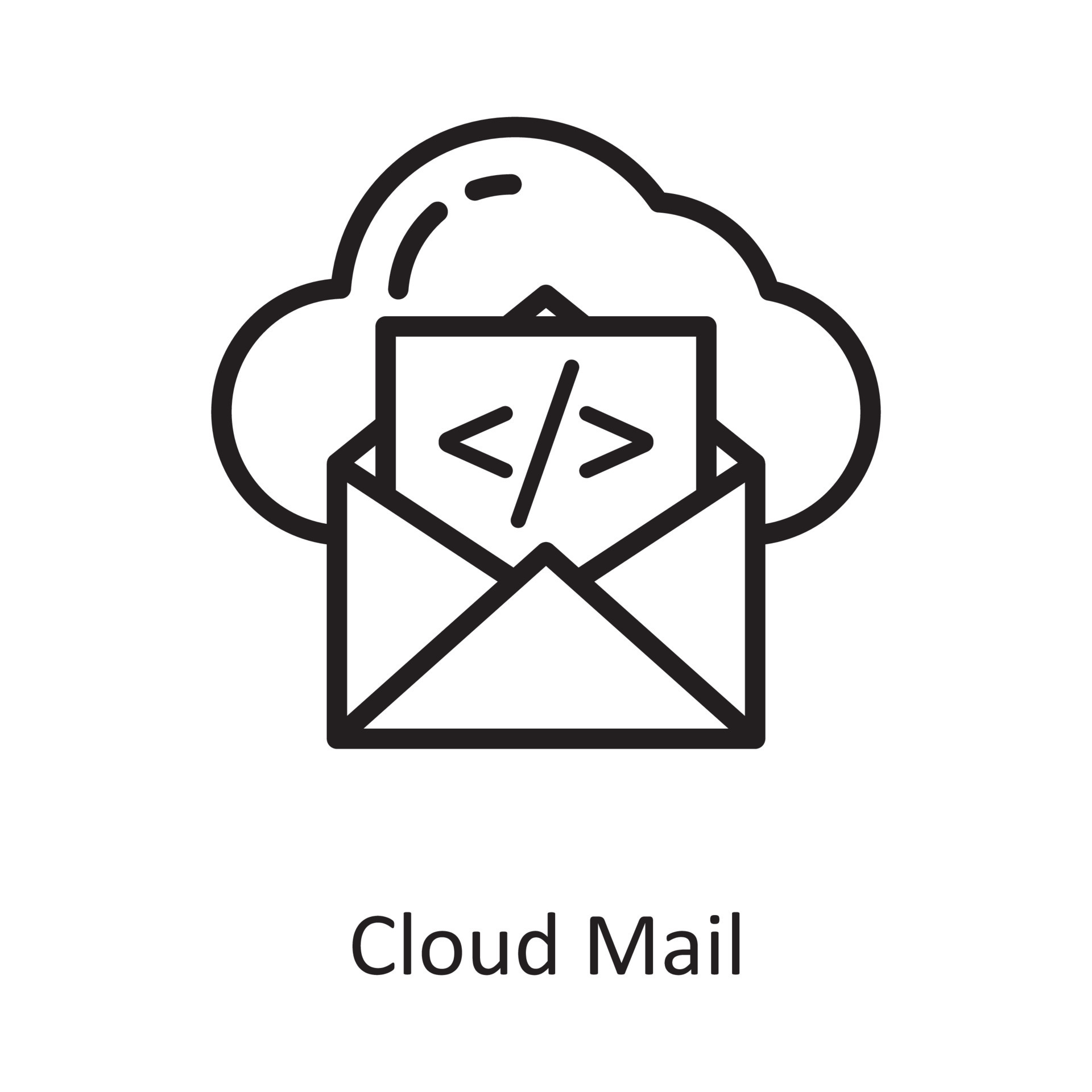 Cloud Mail Vector Outline Icon Design Illustration Cloud Computing
