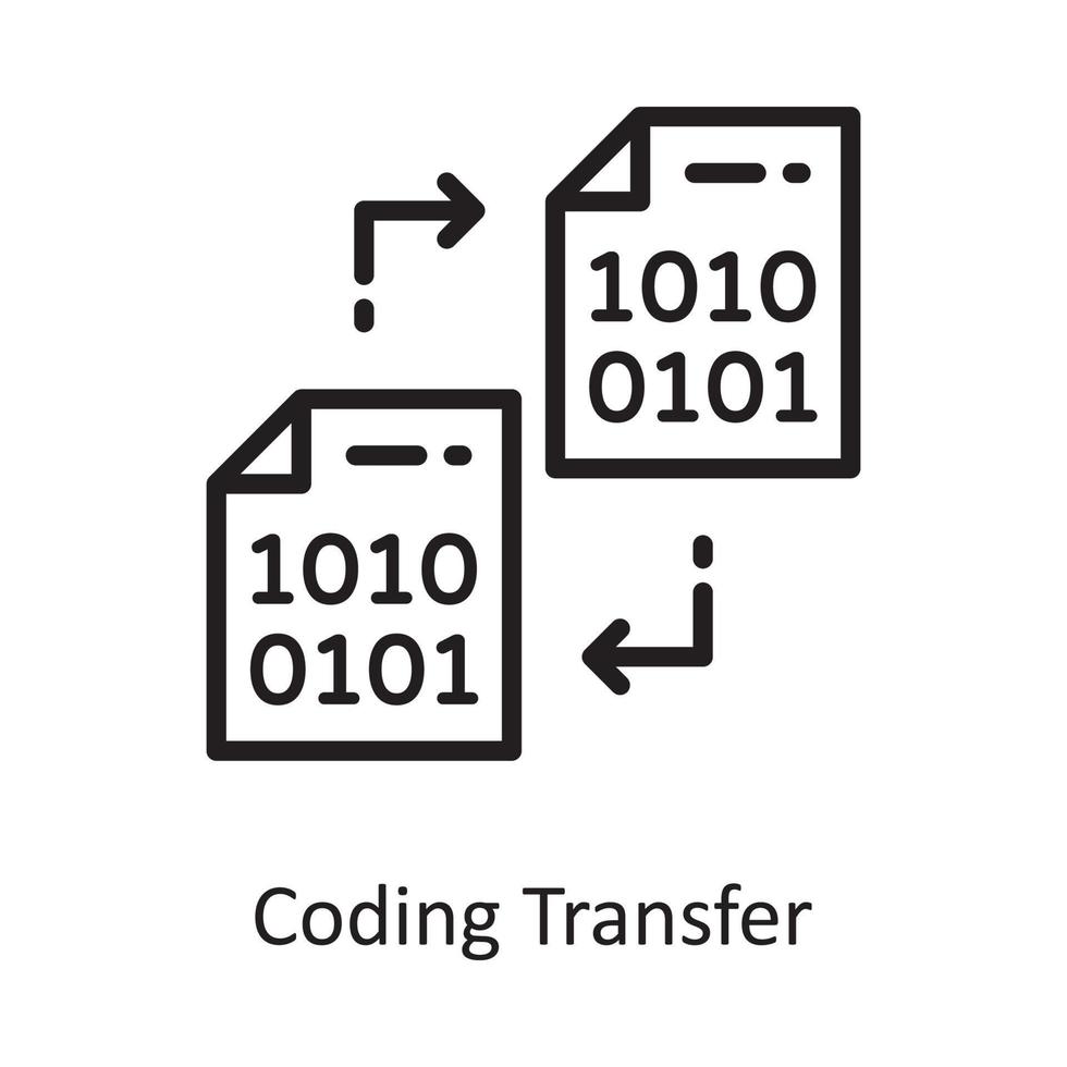 Coding Transfer Vector Outline Icon Design illustration. Cloud Computing Symbol on White ...