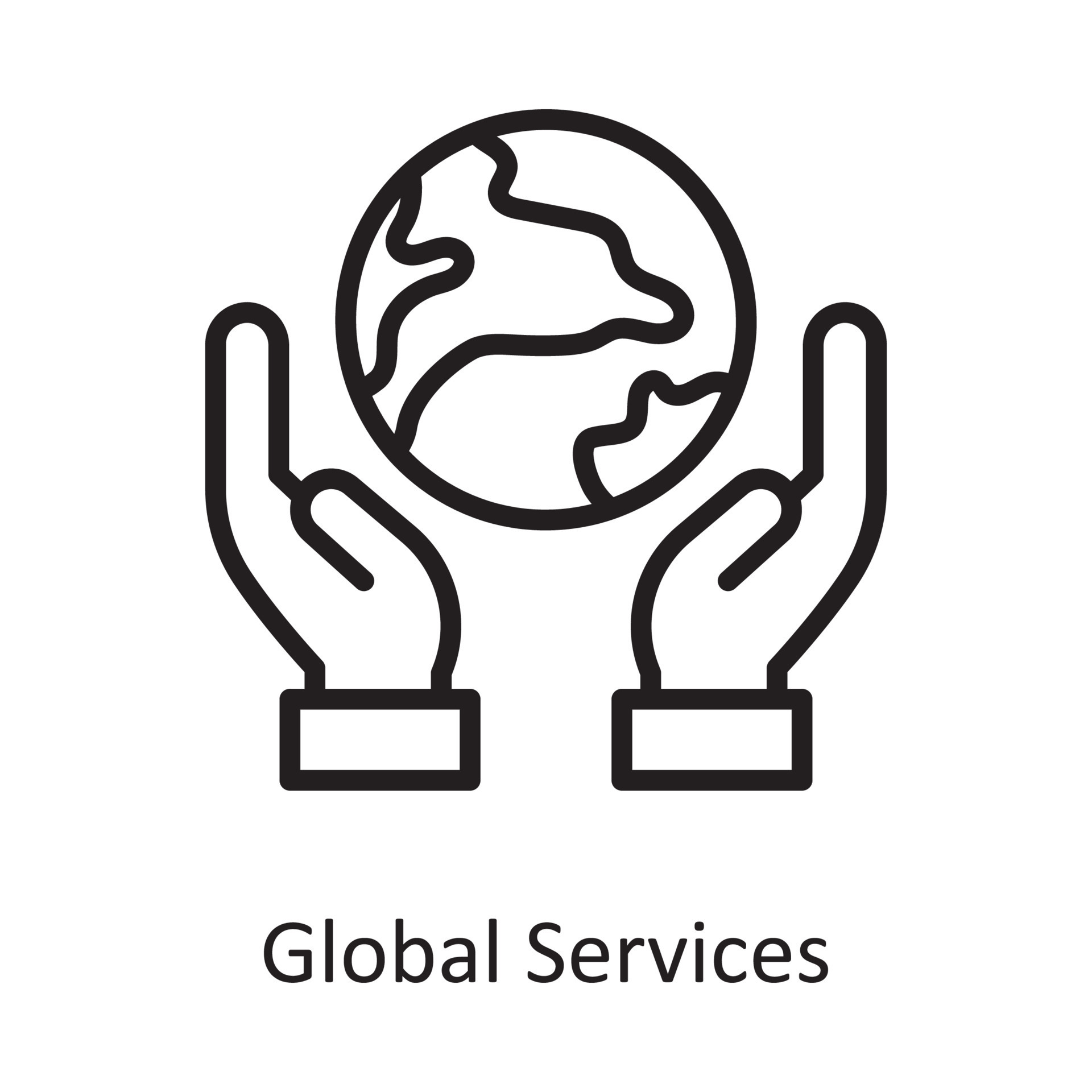 Global Services Vector Outline Icon Design Illustration Cloud Computing Symbol On White