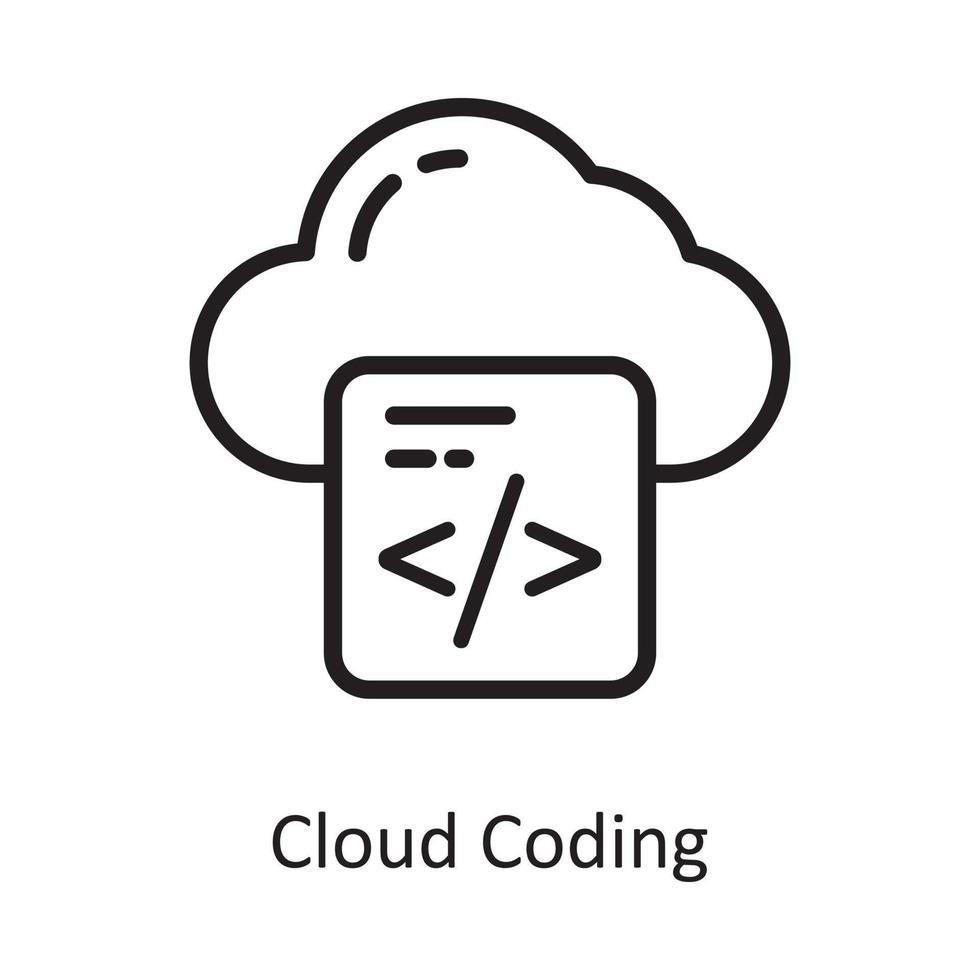 Cloud Coding Vector Outline Icon Design illustration. Cloud Computing ...