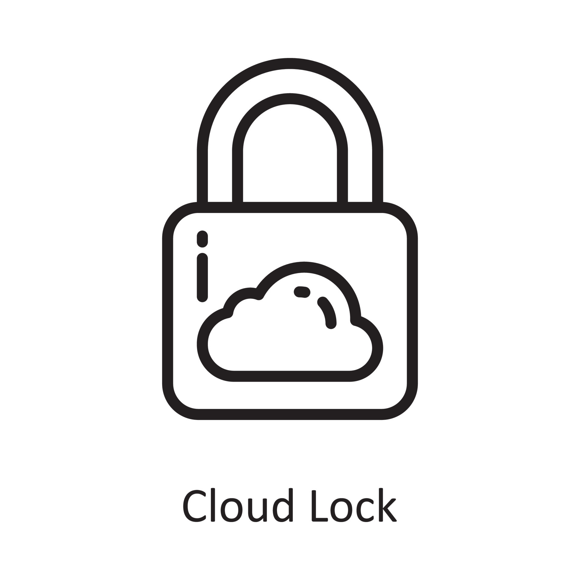 Cloud Lock Vector Outline Icon Design illustration. Cloud Computing ... Cloud Lock Vector Outline Icon Design illustration. Cloud Computing ...