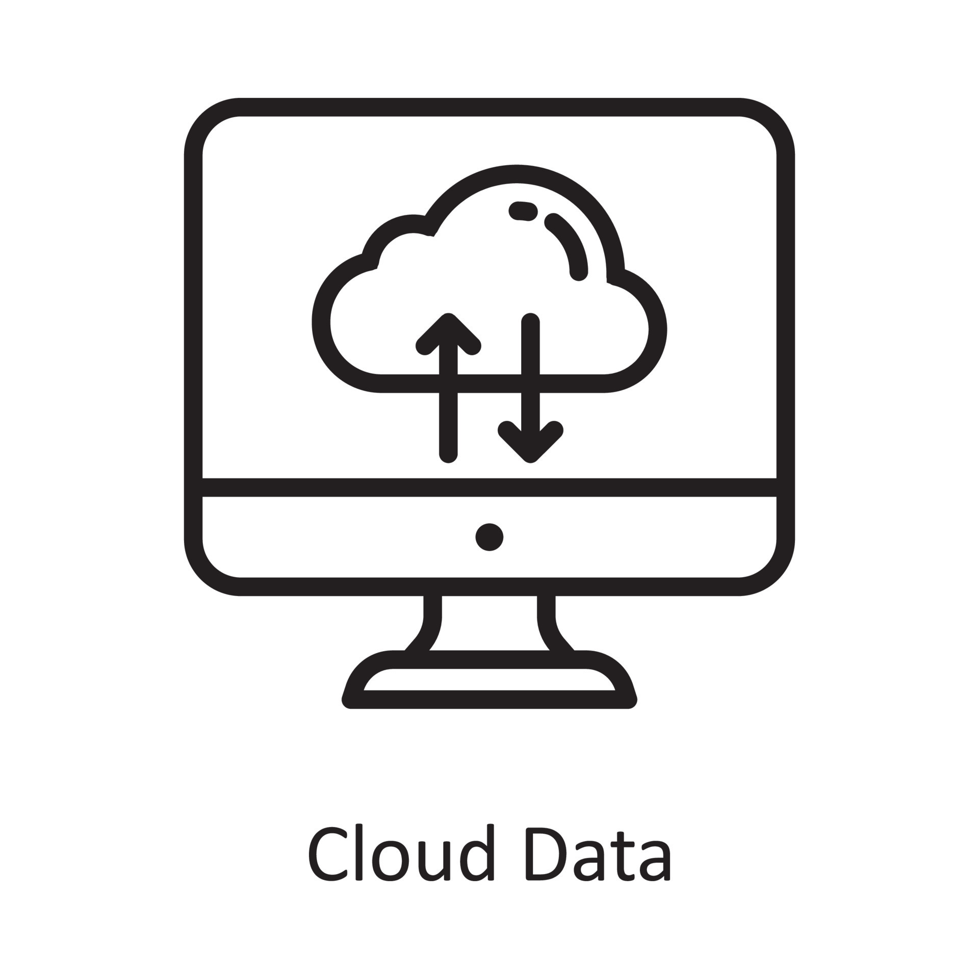 Cloud Data Vector Outline Icon Design illustration. Cloud Computing Symbol on White background ...