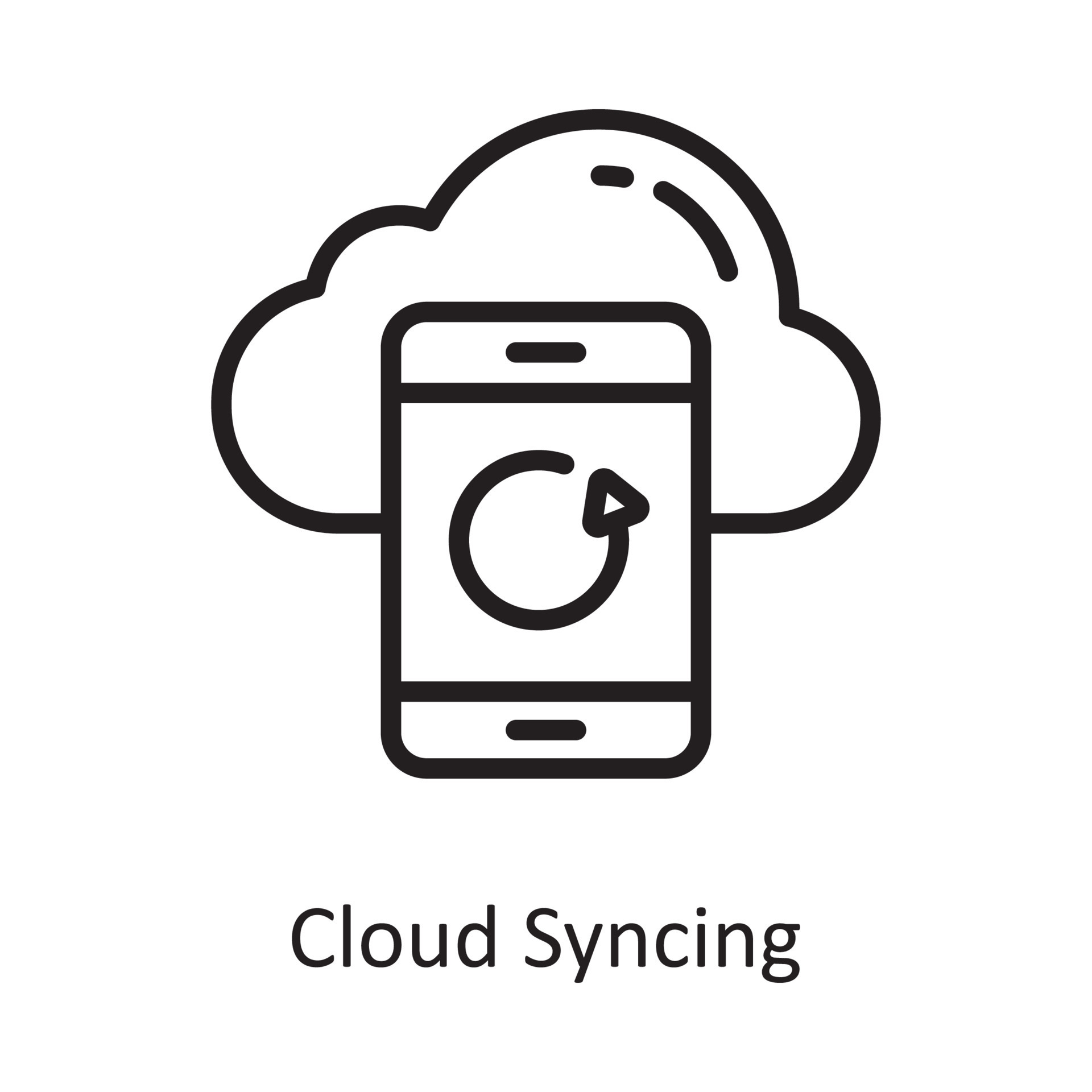 Cloud Syncing Vector Outline Icon Design illustration. Cloud Computing ... Cloud Syncing Vector Outline Icon Design illustration. Cloud Computing ...