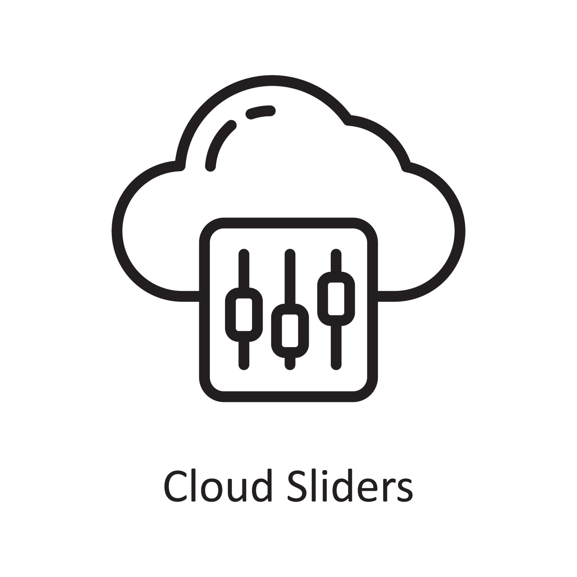 Cloud Sliders Vector Outline Icon Design Illustration Cloud Computing Symbol On White