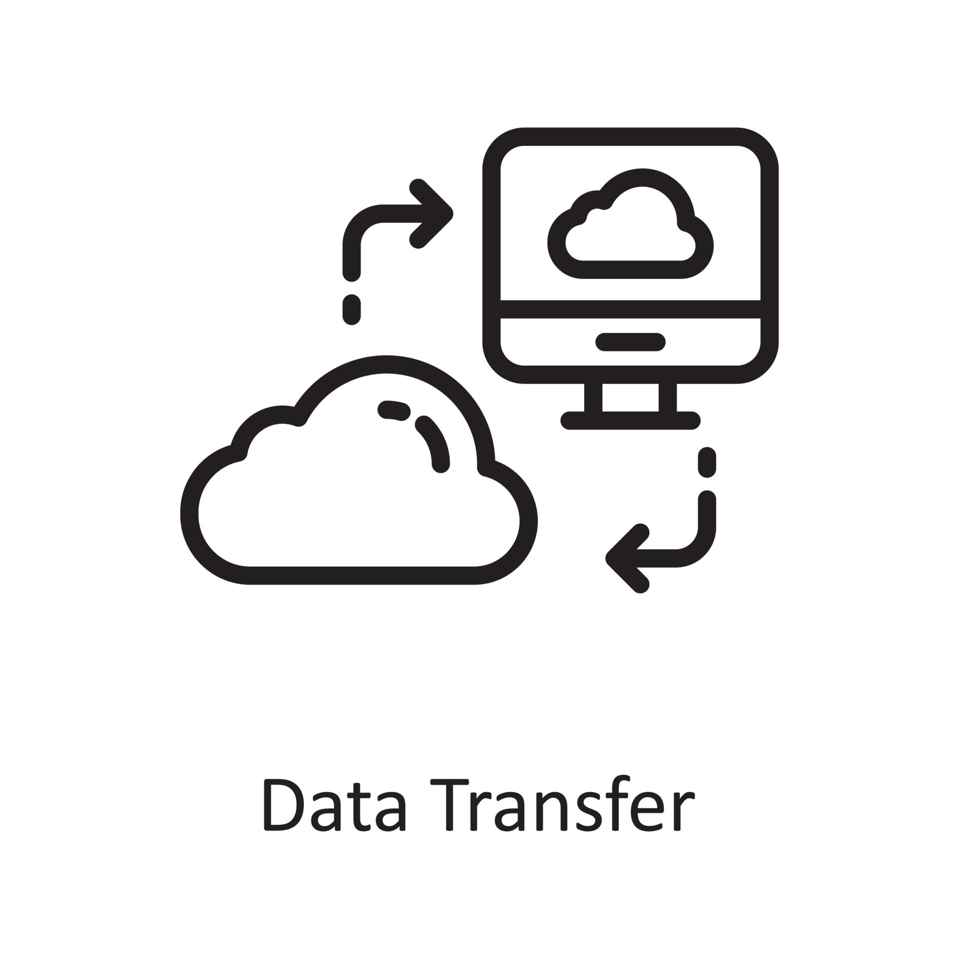 Data Transfer Vector Outline Icon Design Illustration Cloud Computing