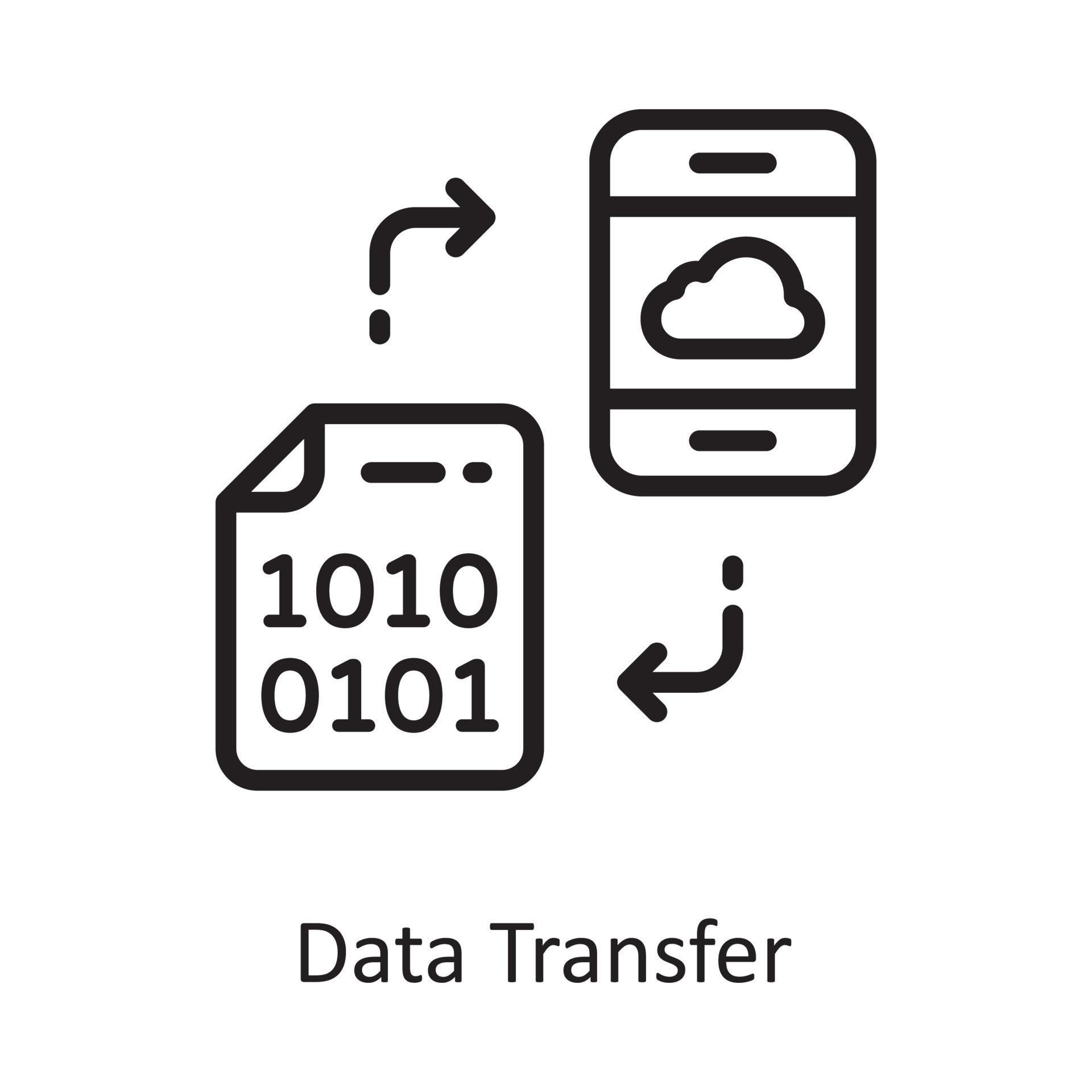Data Transfer Vector Outline Icon Design Illustration Cloud Computing Symbol On White