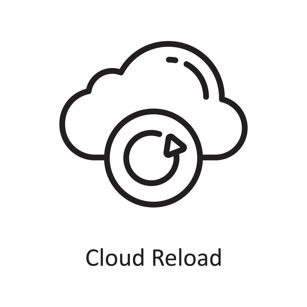 Cloud Reload Vector Outline Icon Design illustration. Cloud Computing Symbol on White background ...