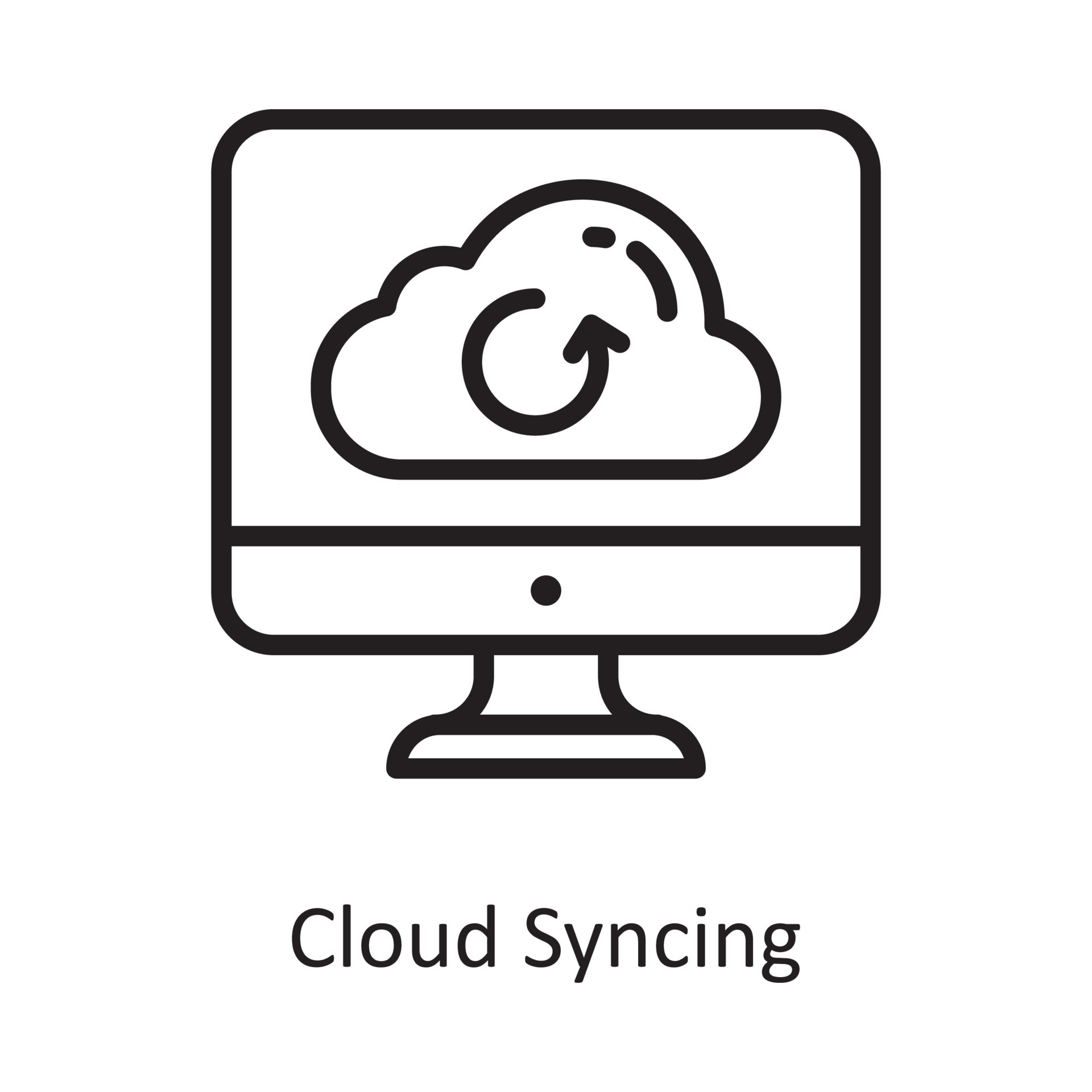 Cloud Syncing Vector Outline Icon Design illustration. Cloud Computing ... Cloud Syncing Vector Outline Icon Design illustration. Cloud Computing ...