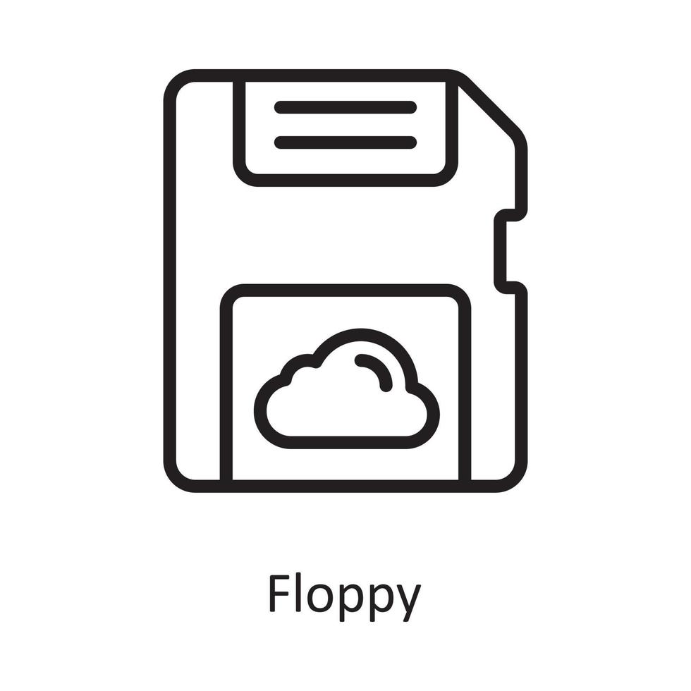 Floppy Vector Outline Icon Design illustration. Cloud Computing Symbol on White background EPS ...