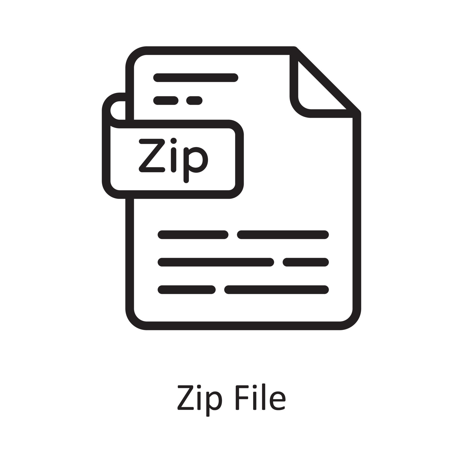 Zip File Vector Outline Icon Design illustration. Cloud Computing ...