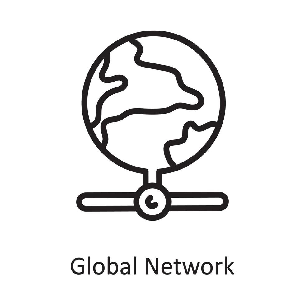 Global Network Vector Outline Icon Design Illustration Cloud Computing Symbol On White