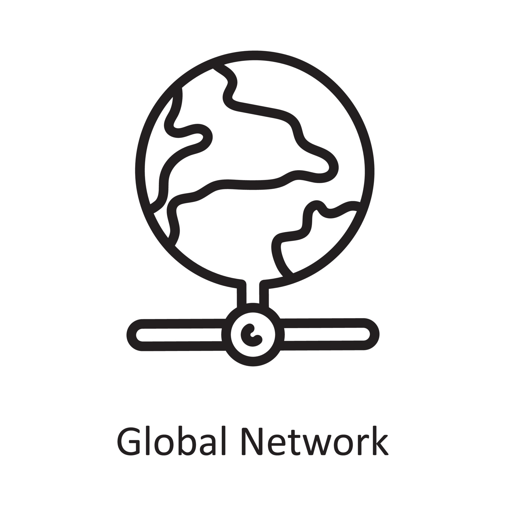 Global Network Vector Outline Icon Design Illustration Cloud Computing Symbol On White