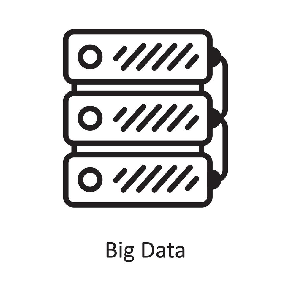 Big Data Vector Outline Icon Design Illustration Cloud Computing