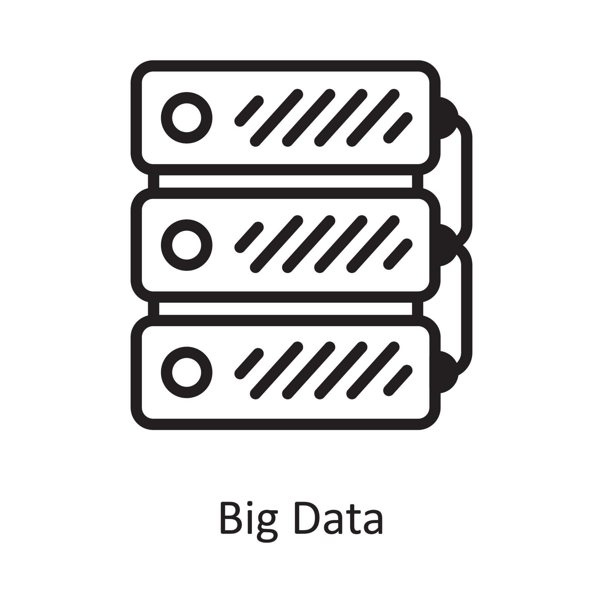 Big Data Vector Outline Icon Design Illustration Cloud Computing Symbol On White Background Eps