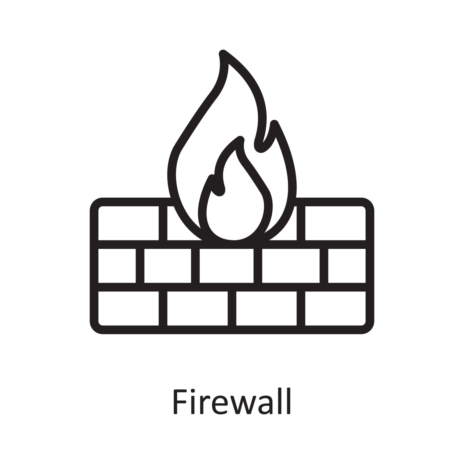 Firewall Vector Outline Icon Design Illustration Cloud Computing Symbol On White Background Eps
