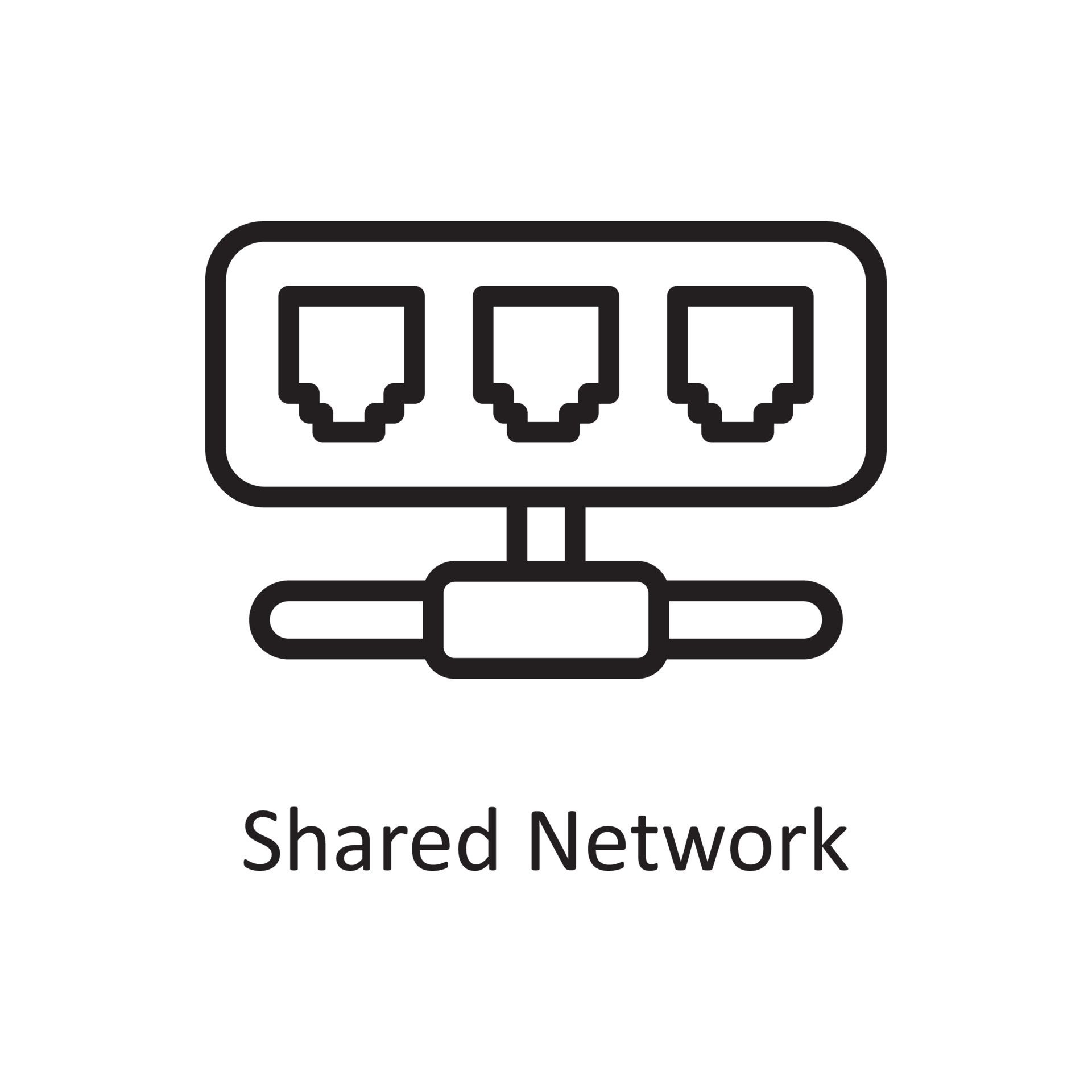 Shared Network Vector Outline Icon Design Illustration Cloud Computing Symbol On White