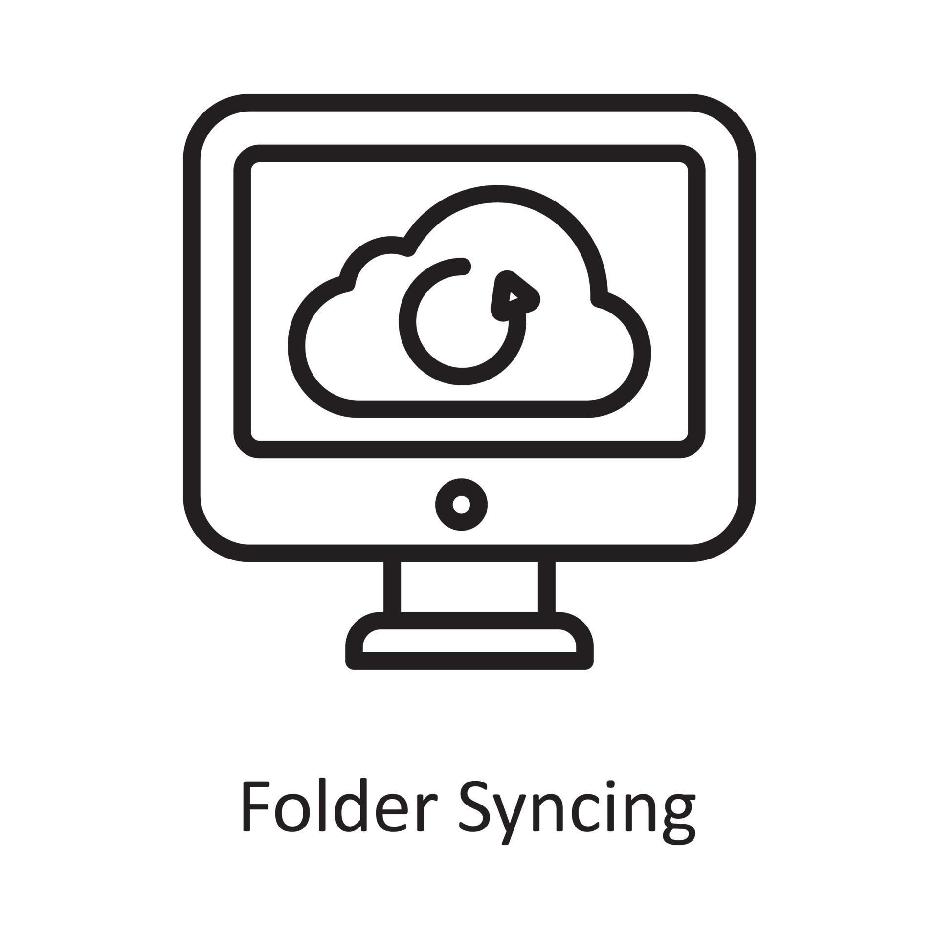 Folder Syncing Vector Outline Icon Design Illustration Cloud Computing Symbol On White