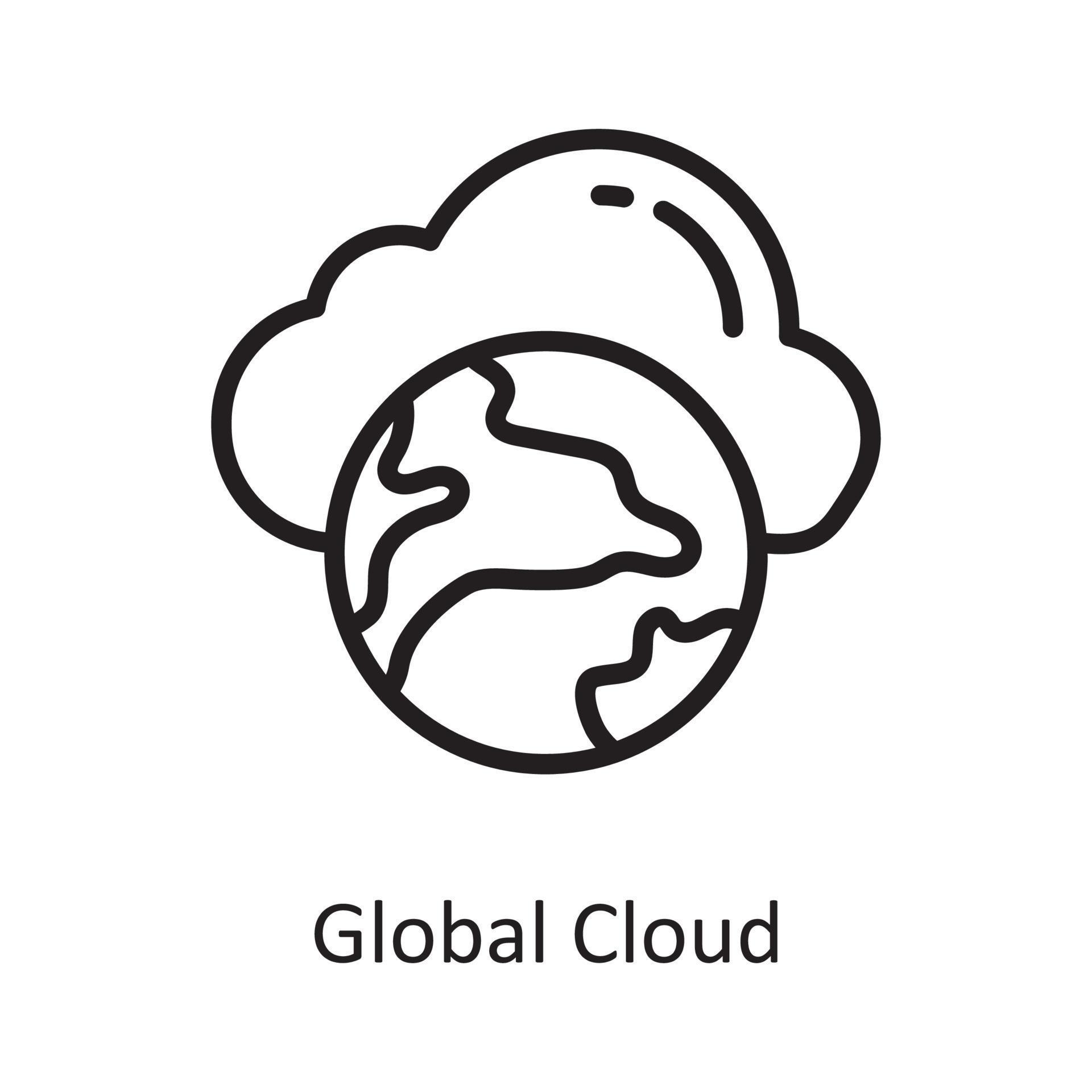 Global Cloud Vector Outline Icon Design Illustration Cloud Computing Symbol On White Background