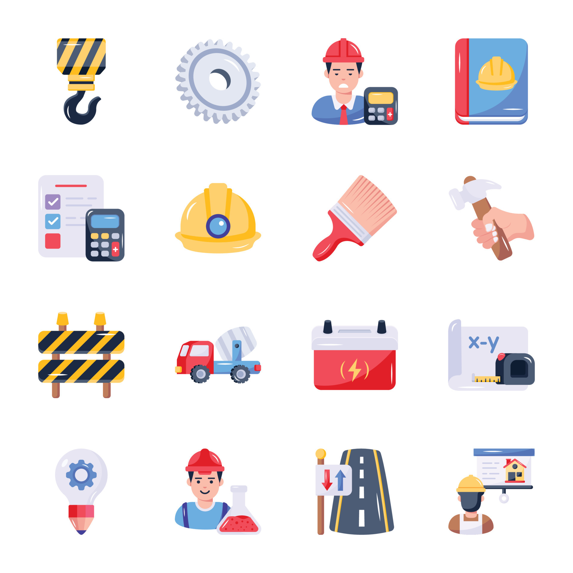 Collection of Construction Tools Flat Icons 13587547 Vector Art at Vecteezy